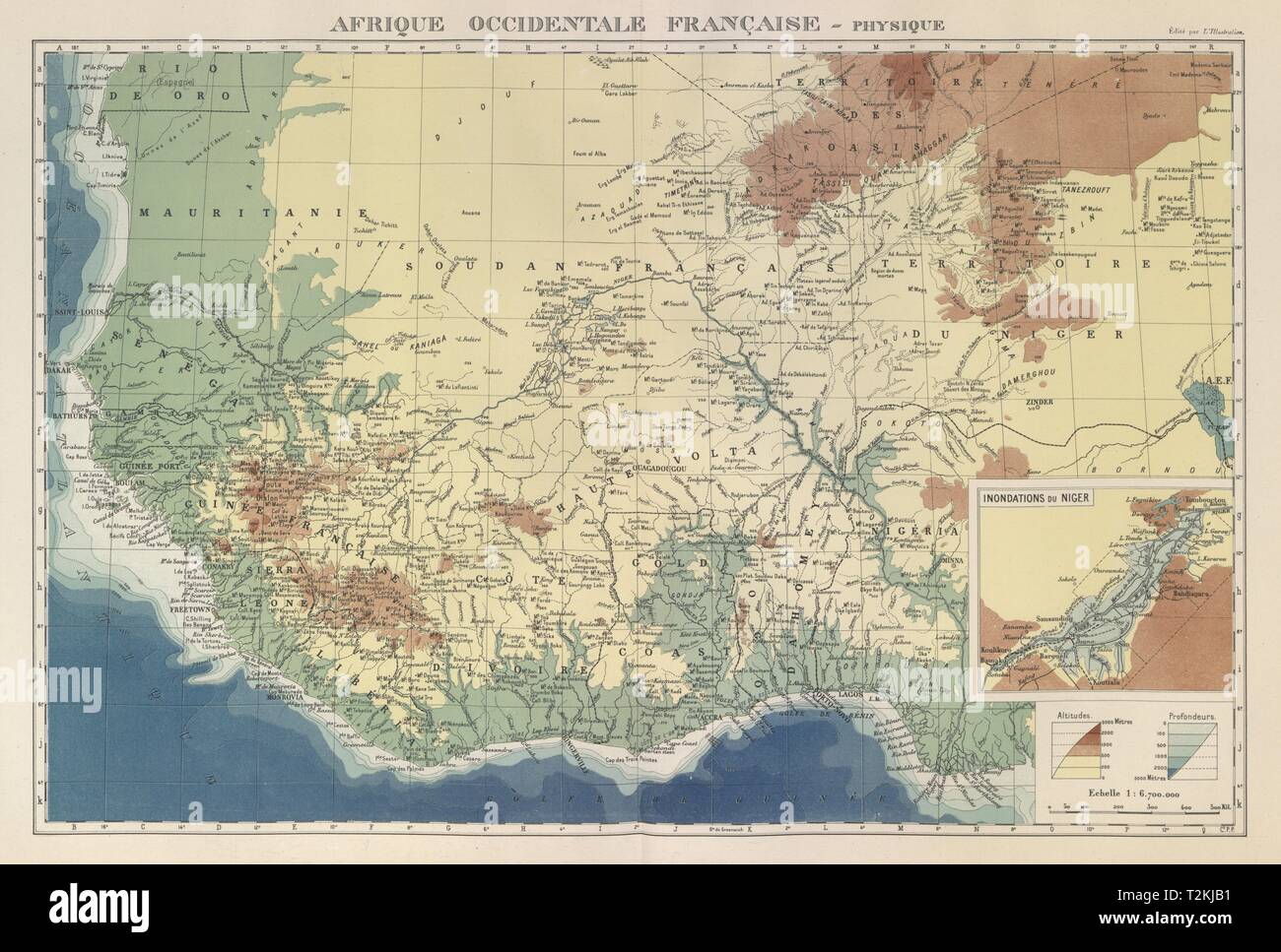 FRENCH WEST AFRICA. Afrique Occidentale Française. Plan of Niger floods ...
