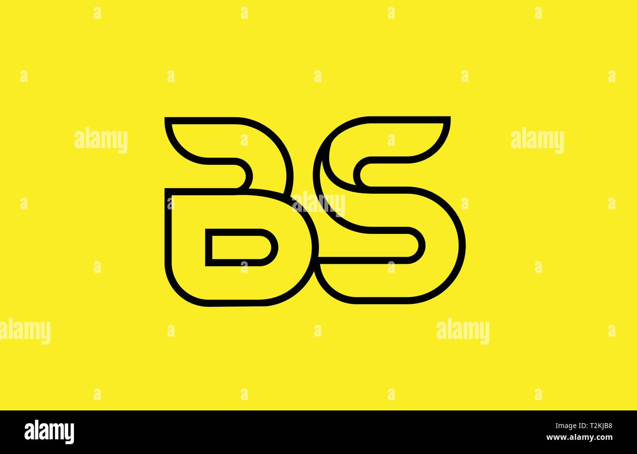 yellow black line alphabet letter BS B S logo combination icon for a ...