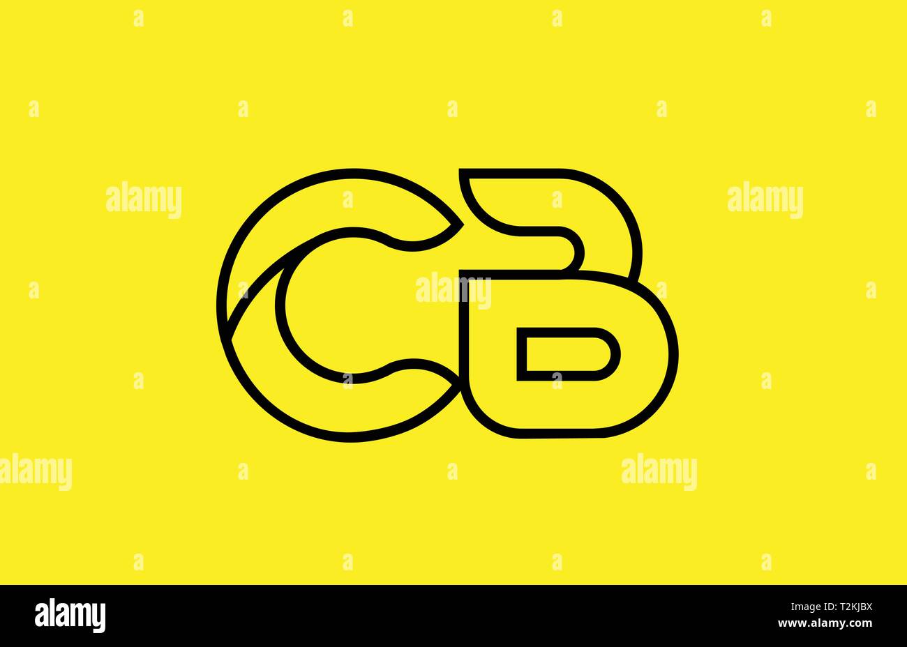 yellow black line alphabet letter CB C B logo combination icon for a ...