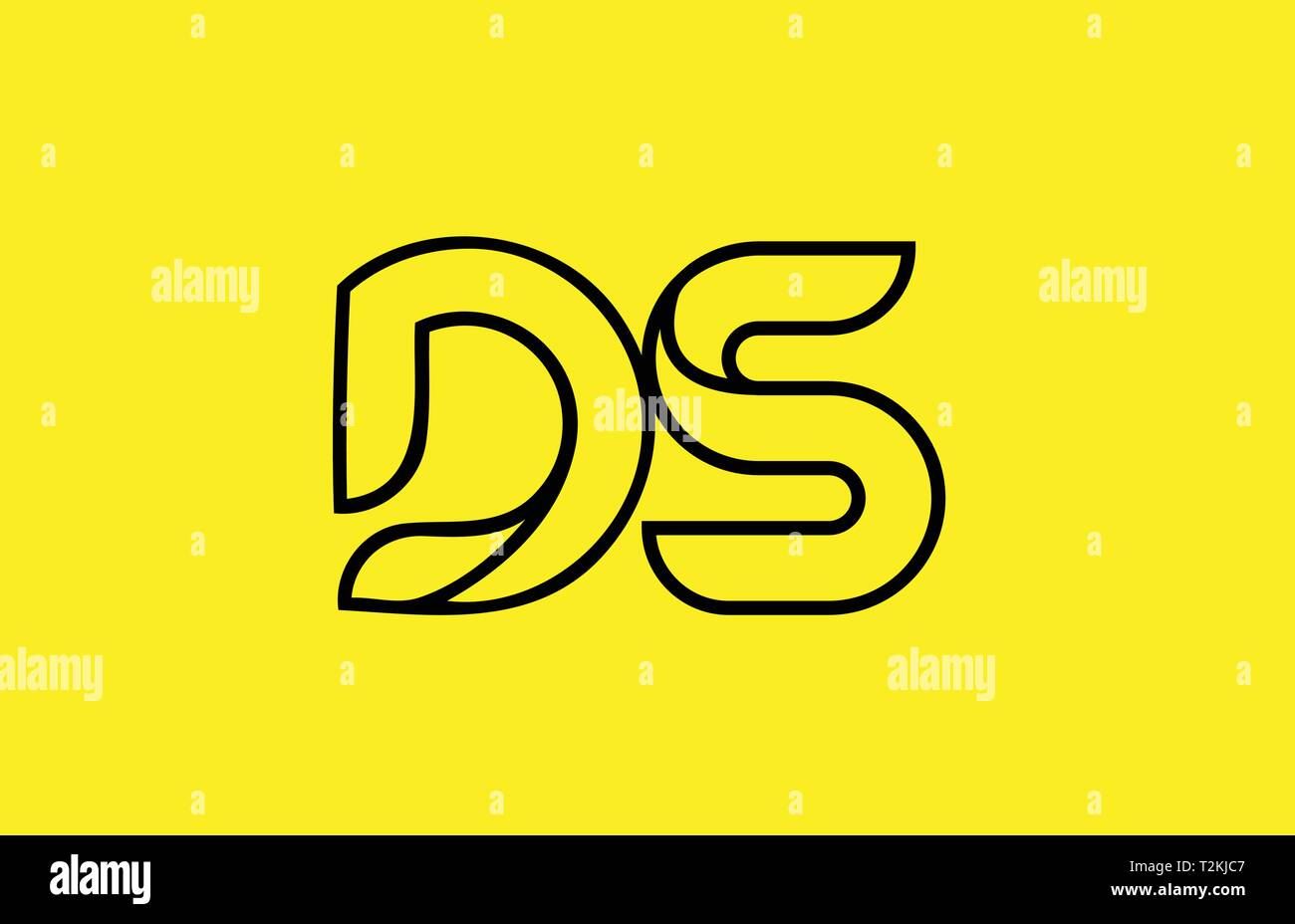 yellow black line alphabet letter DS D S logo combination icon for a ...