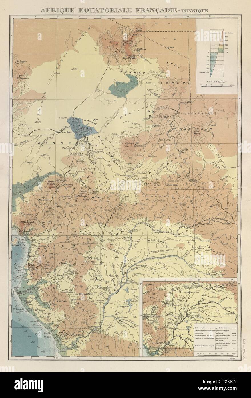FRENCH EQUATORIAL AFRICA Afrique équatoriale française.Navigable rivers ...