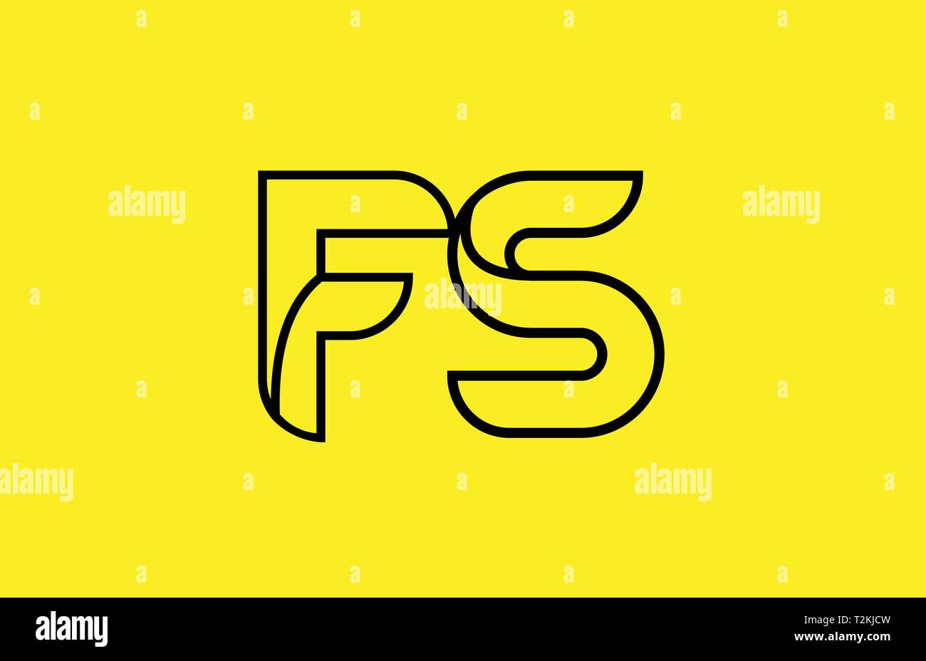 yellow black line alphabet letter FS F S logo combination icon for a ...