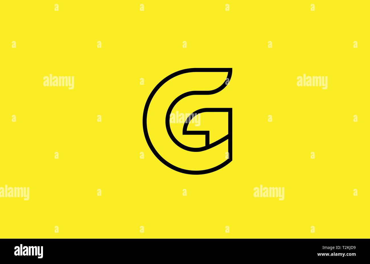 yellow black line alphabet letter G logo icon for a company business or ...