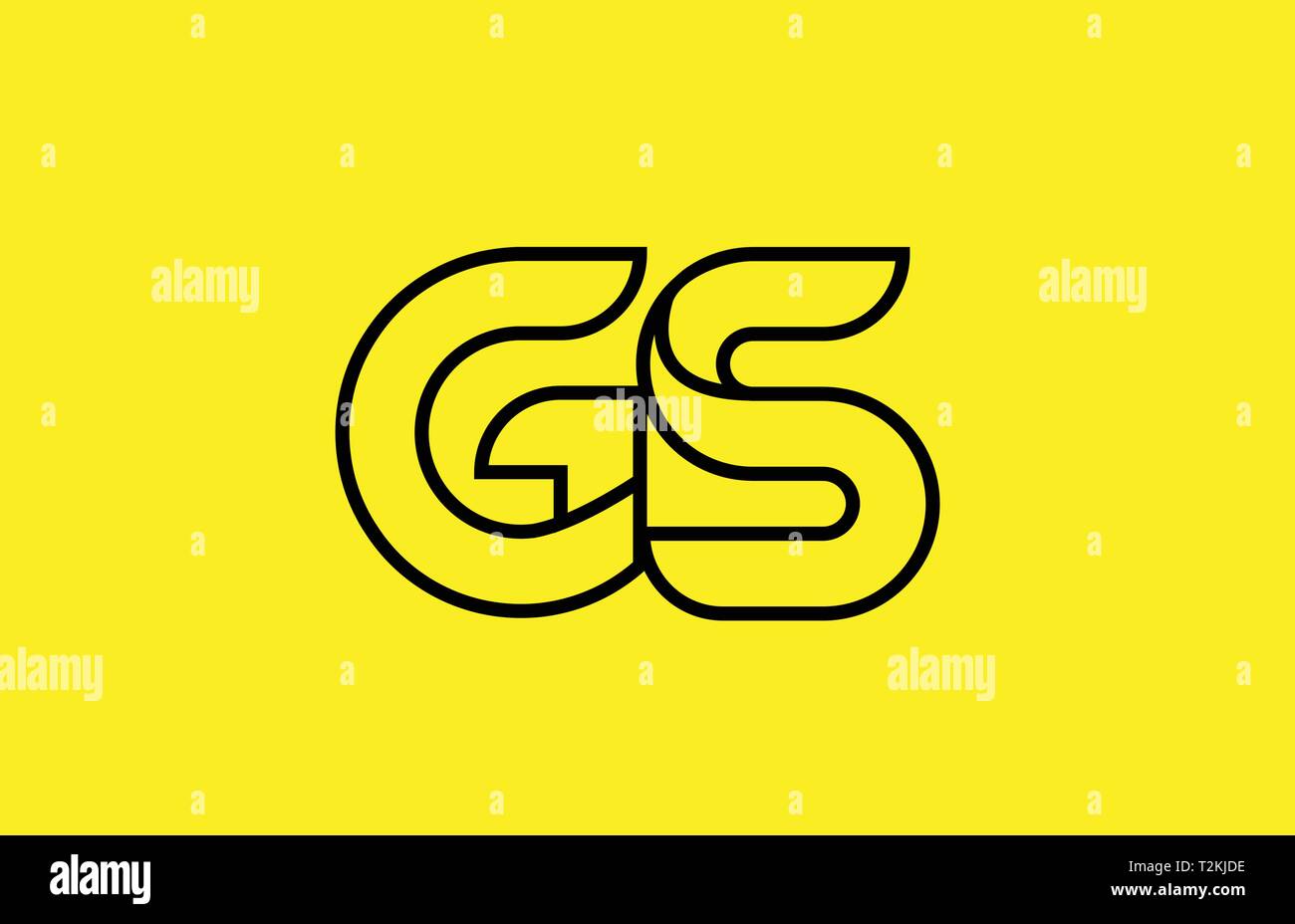 yellow black line alphabet letter GS G S logo combination icon for a ...