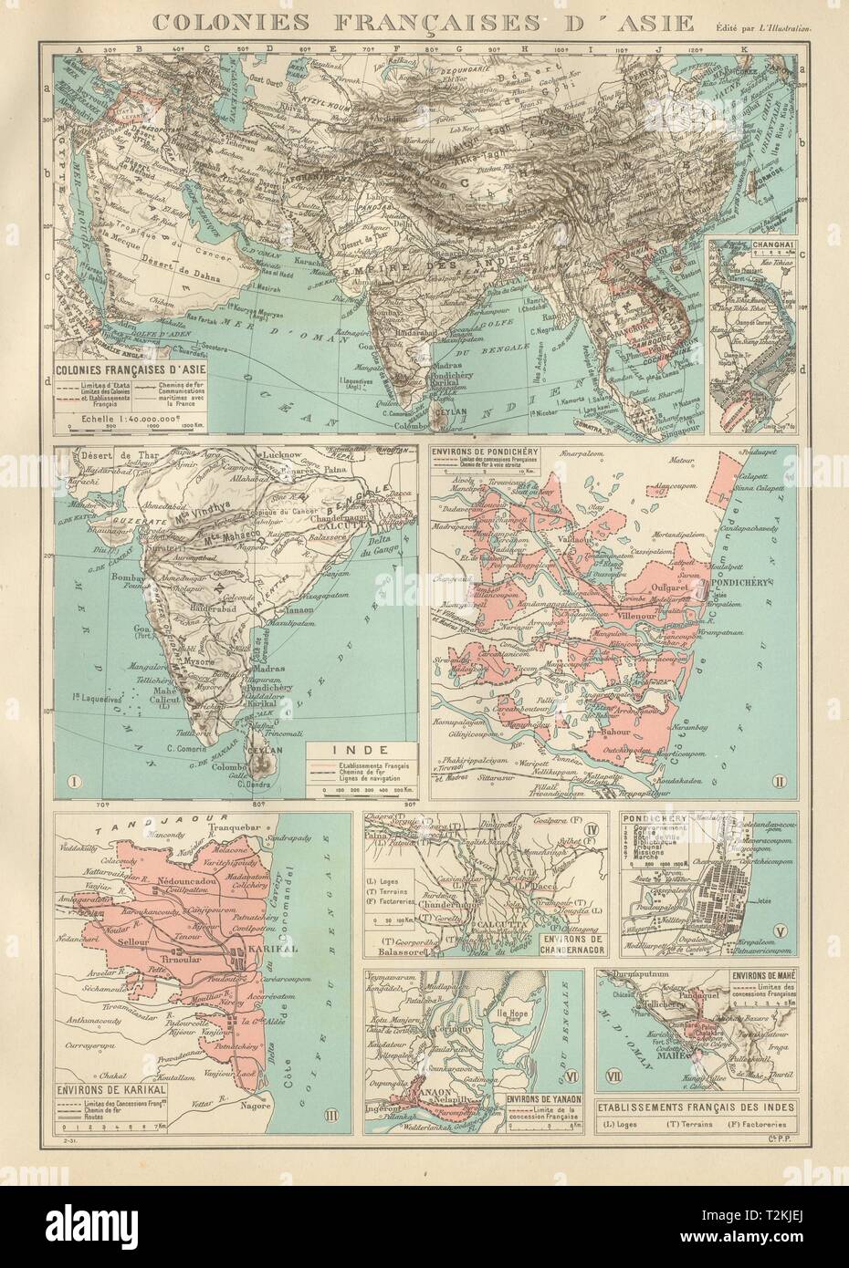 FRENCH INDIA Indes français Pondichéry Karikal Yanaon Chandernagor Mahé ...