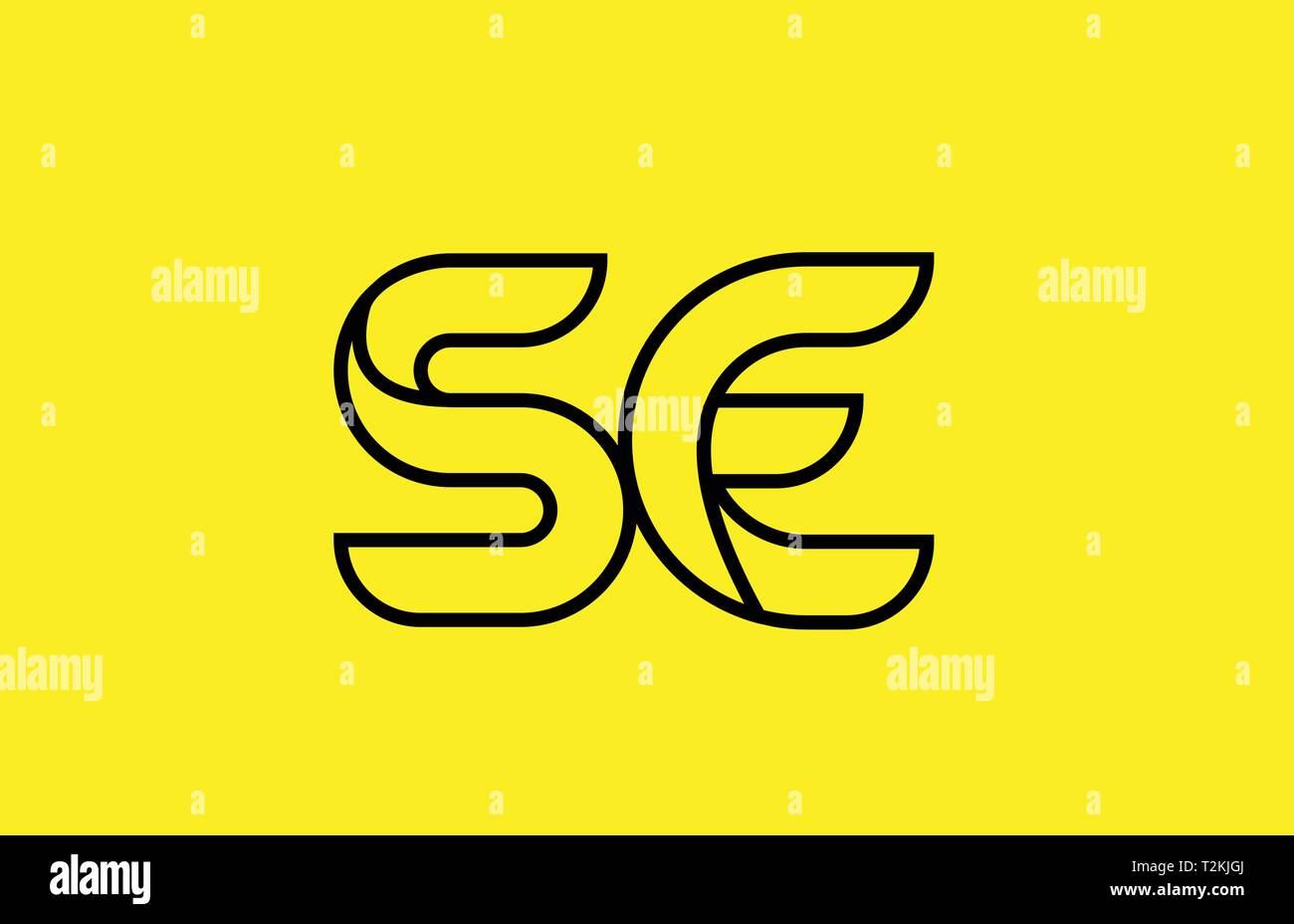 yellow black line alphabet letter SE S E logo combination icon for a ...
