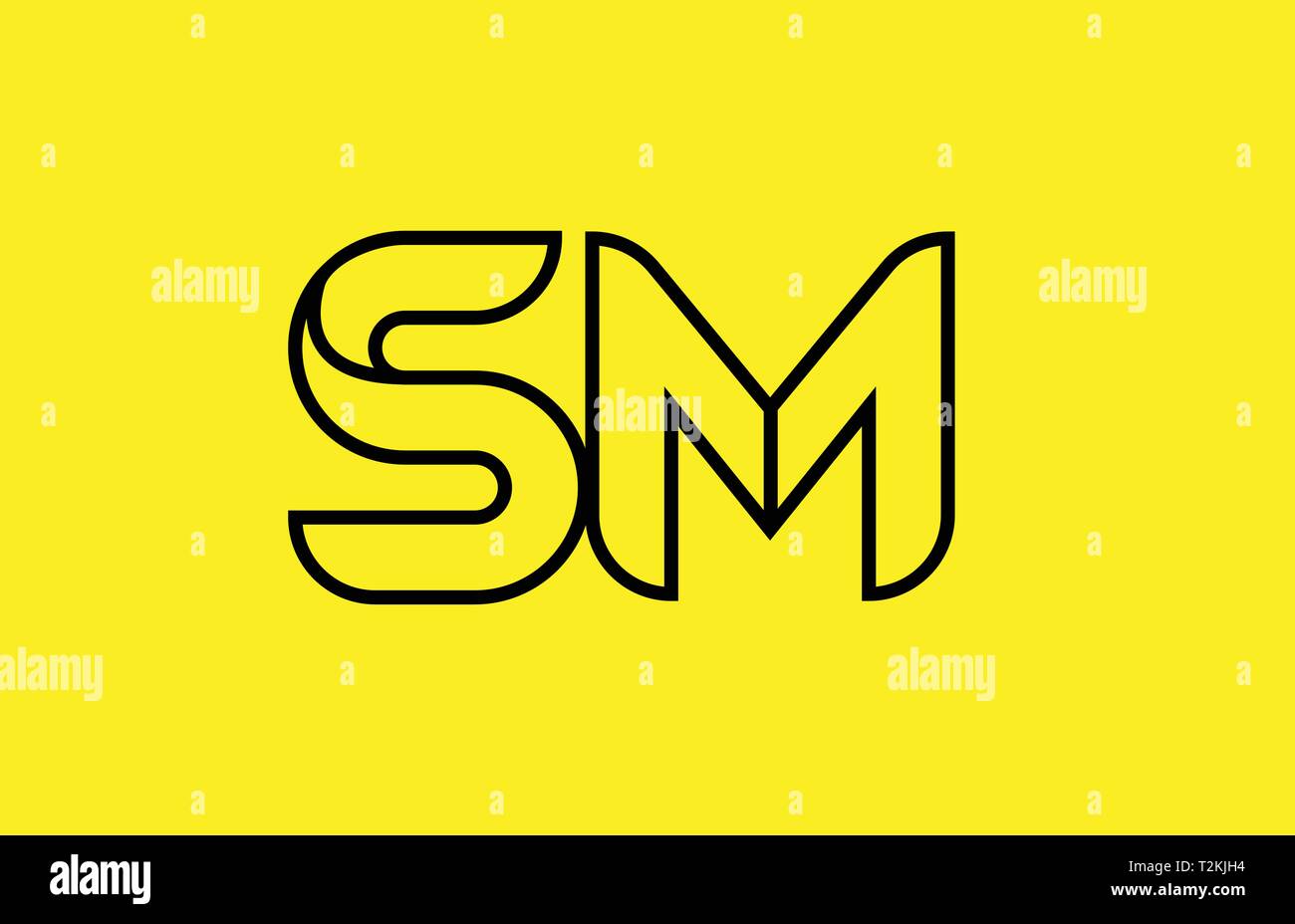 yellow black line alphabet letter SM S M logo combination icon for a ...