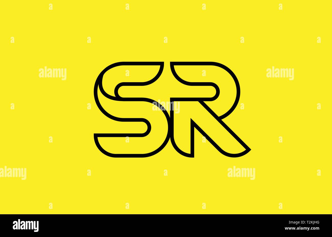 yellow black line alphabet letter SR S R logo combination icon for a ...