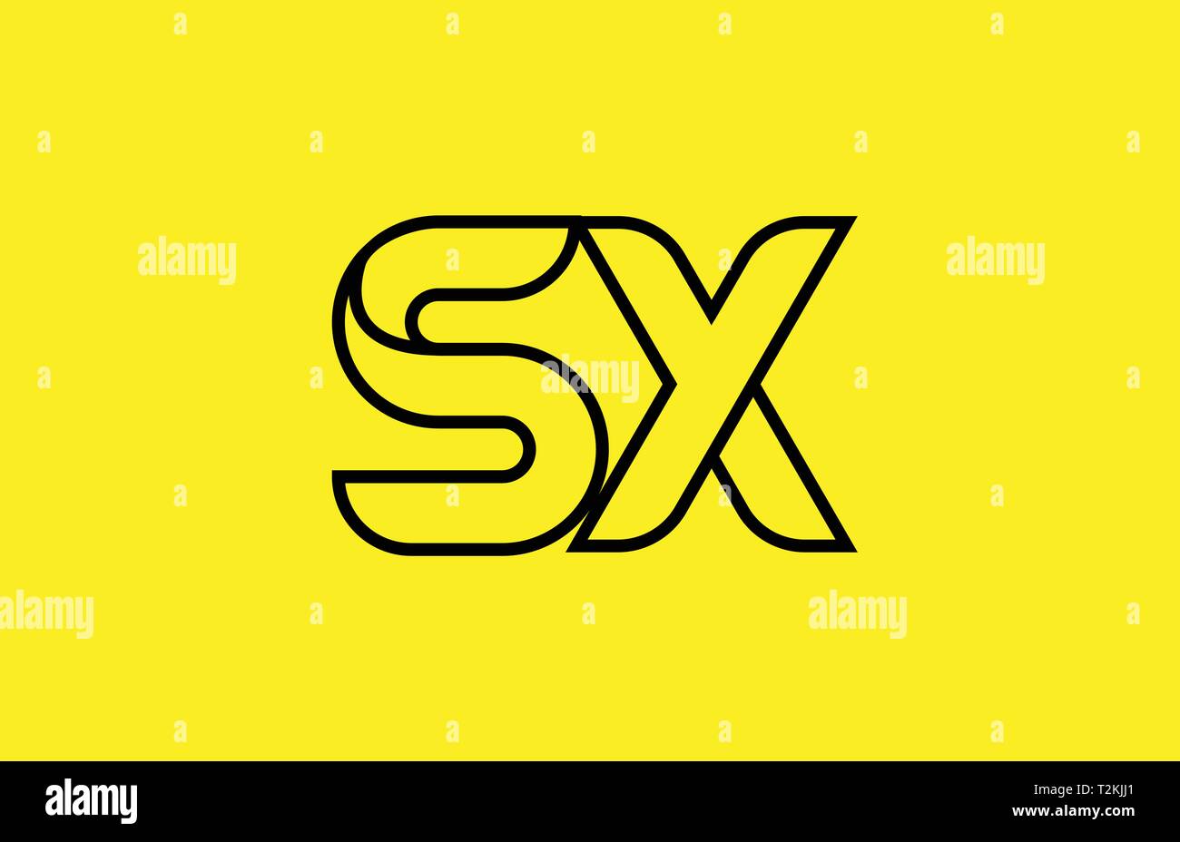 yellow black line alphabet letter SX S X logo combination icon for a ...