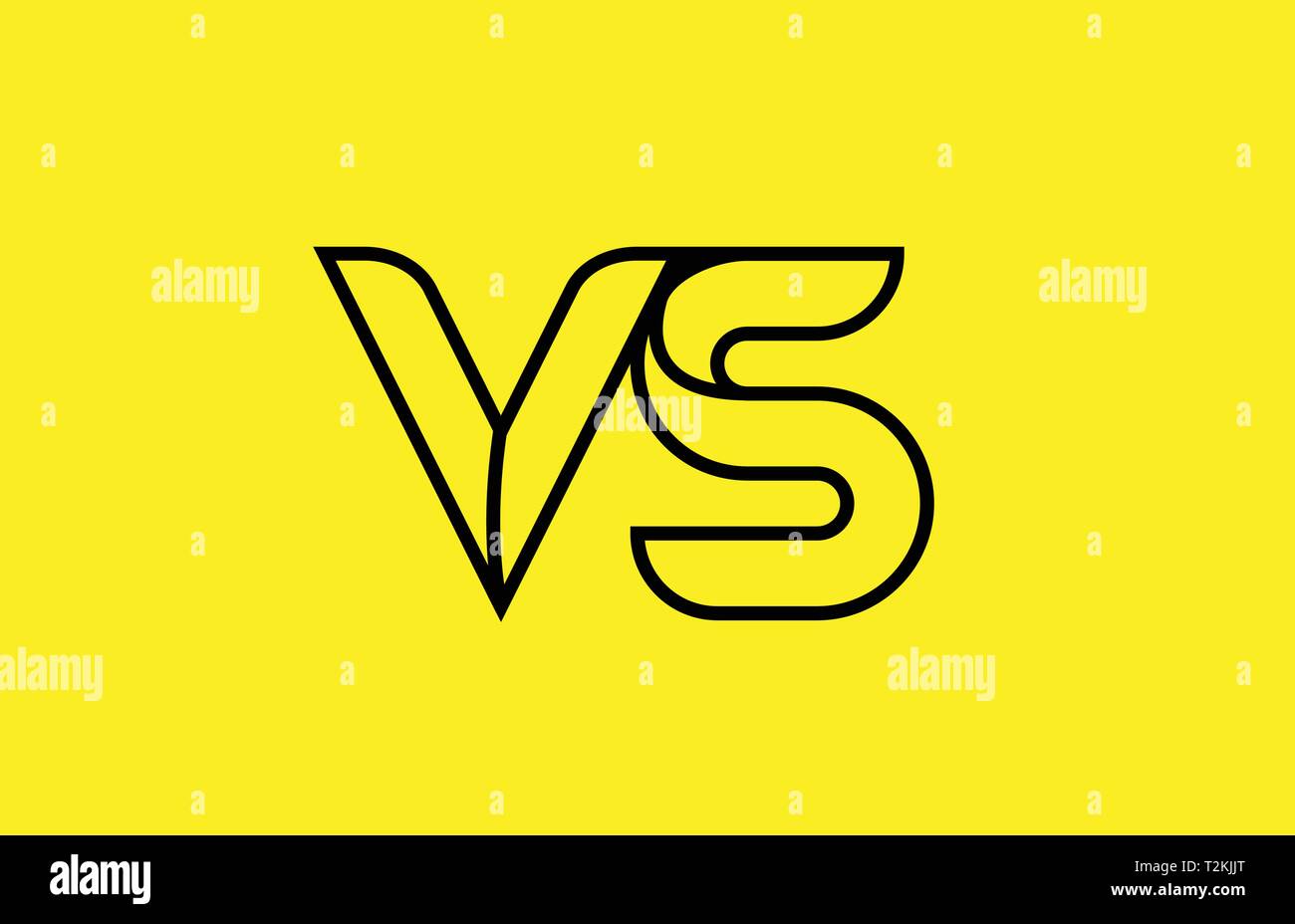 yellow black line alphabet letter VS V S logo combination icon for a ...
