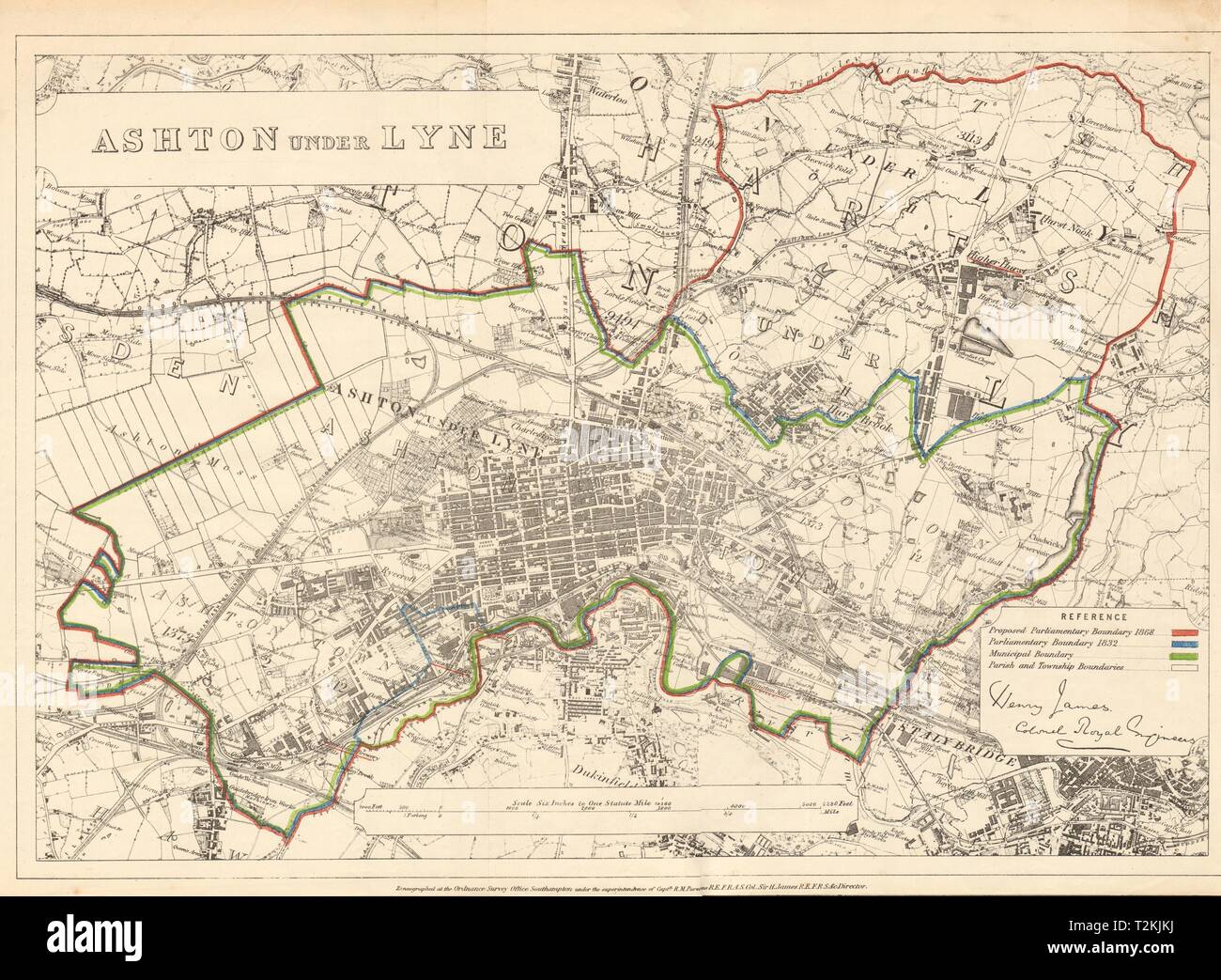 Ashton under Lyne. JAMES. PARLIAMENTARY BOUNDARY COMMISSION 1868 old ...