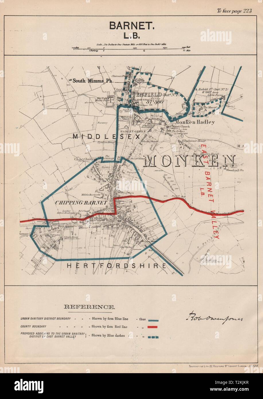 Barnet & Enfield. JONES. PARLIAMENTARY BOUNDARY COMMISSION 1888 old map ...