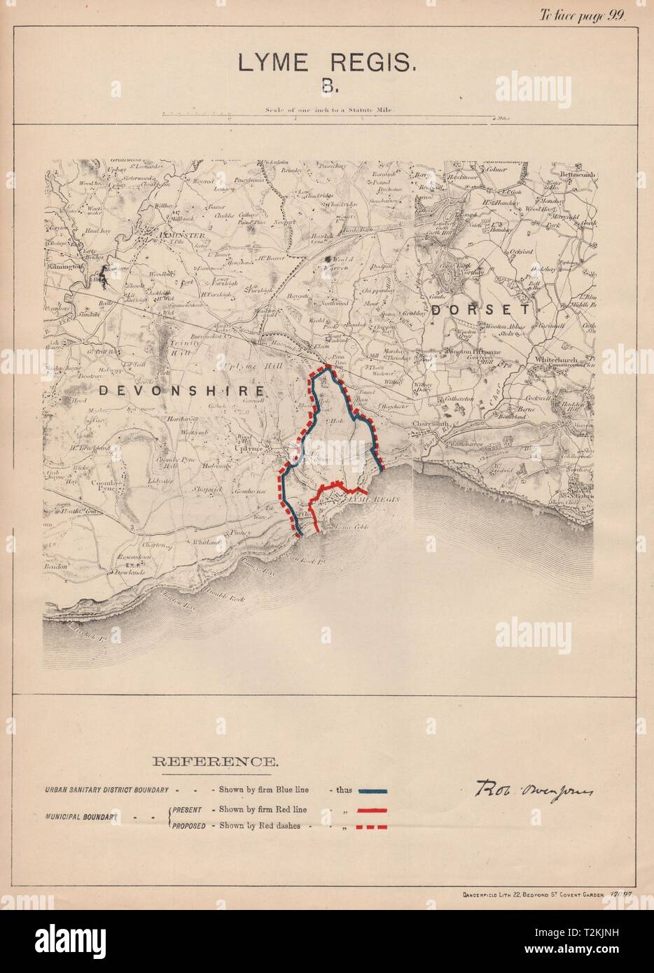 Lyme Regis. JONES. PARLIAMENTARY BOUNDARY COMMISSION 1888 old antique ...