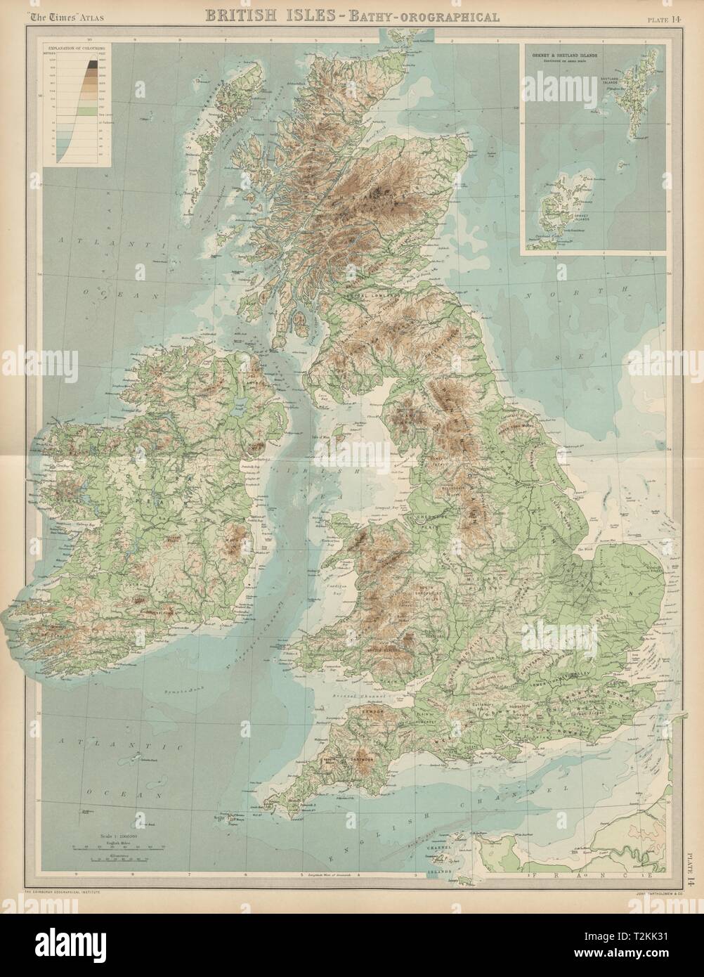 British Isles - Bathy-orographical. Relief mountains rivers. THE TIMES ...