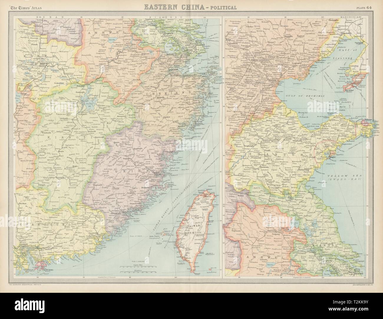 Eastern China. Shantung Kiangsi Chekiang Fukien Kwangtung TIMES 1922 ...