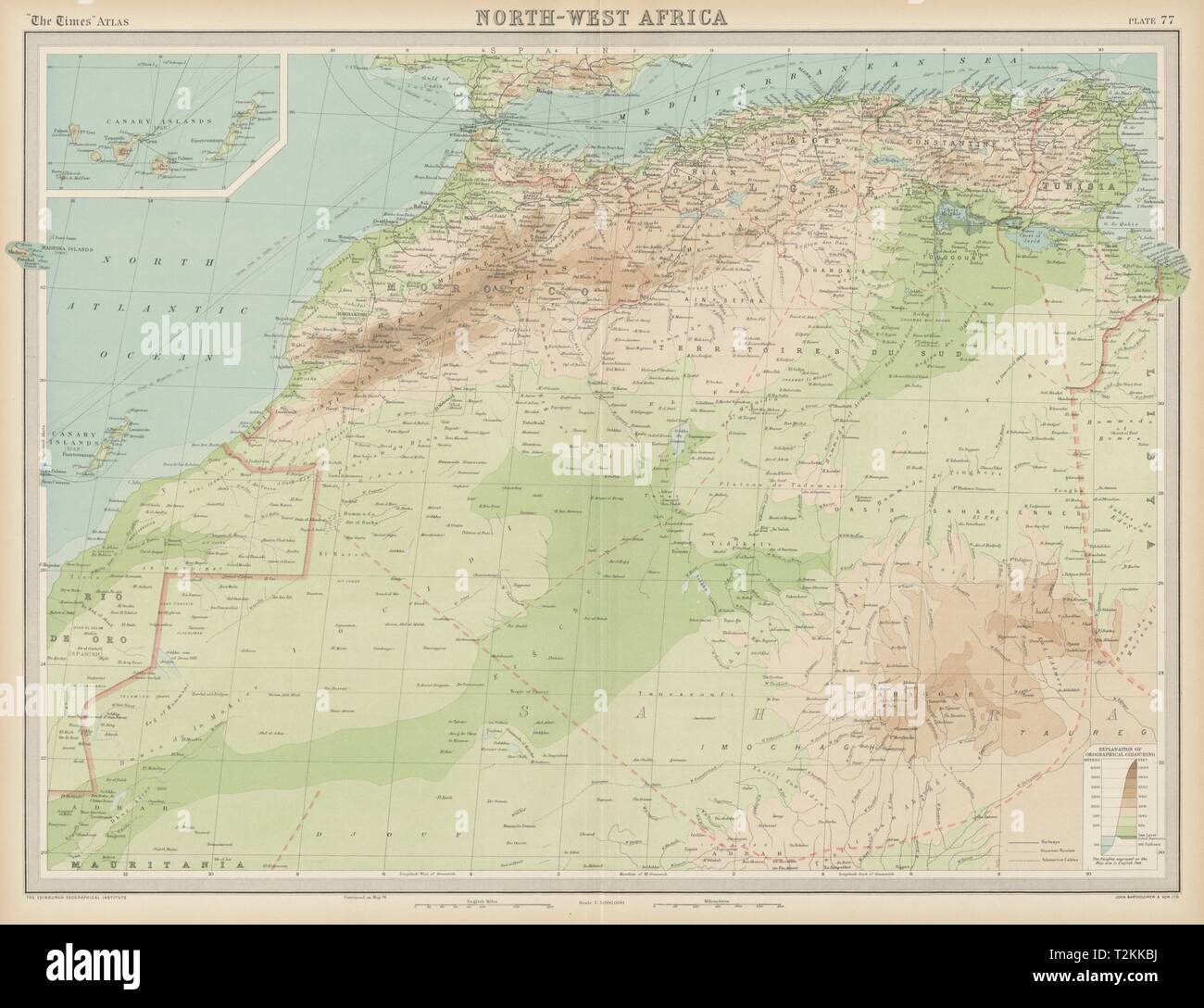 North-west Africa. Morocco &c. Sahara desert. Unresolved borders. TIMES ...