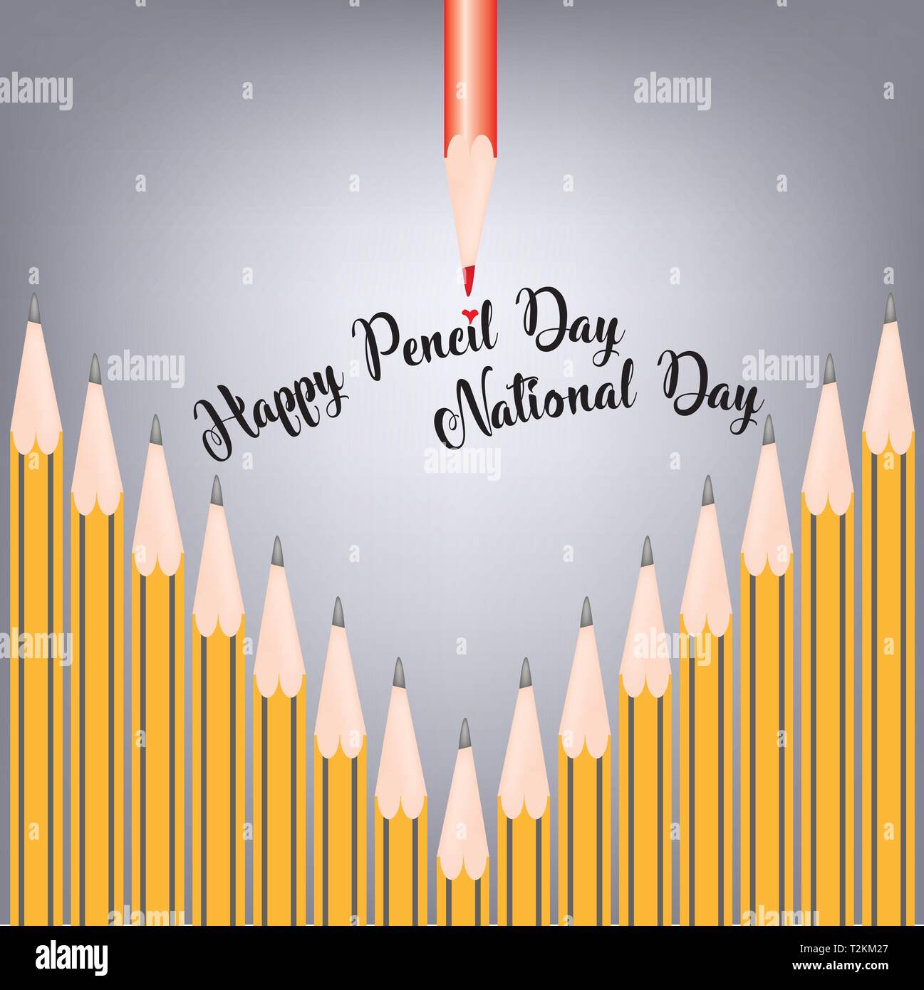 Happy Pencil Day - National Day UK. Banner with red and black pencils ...
