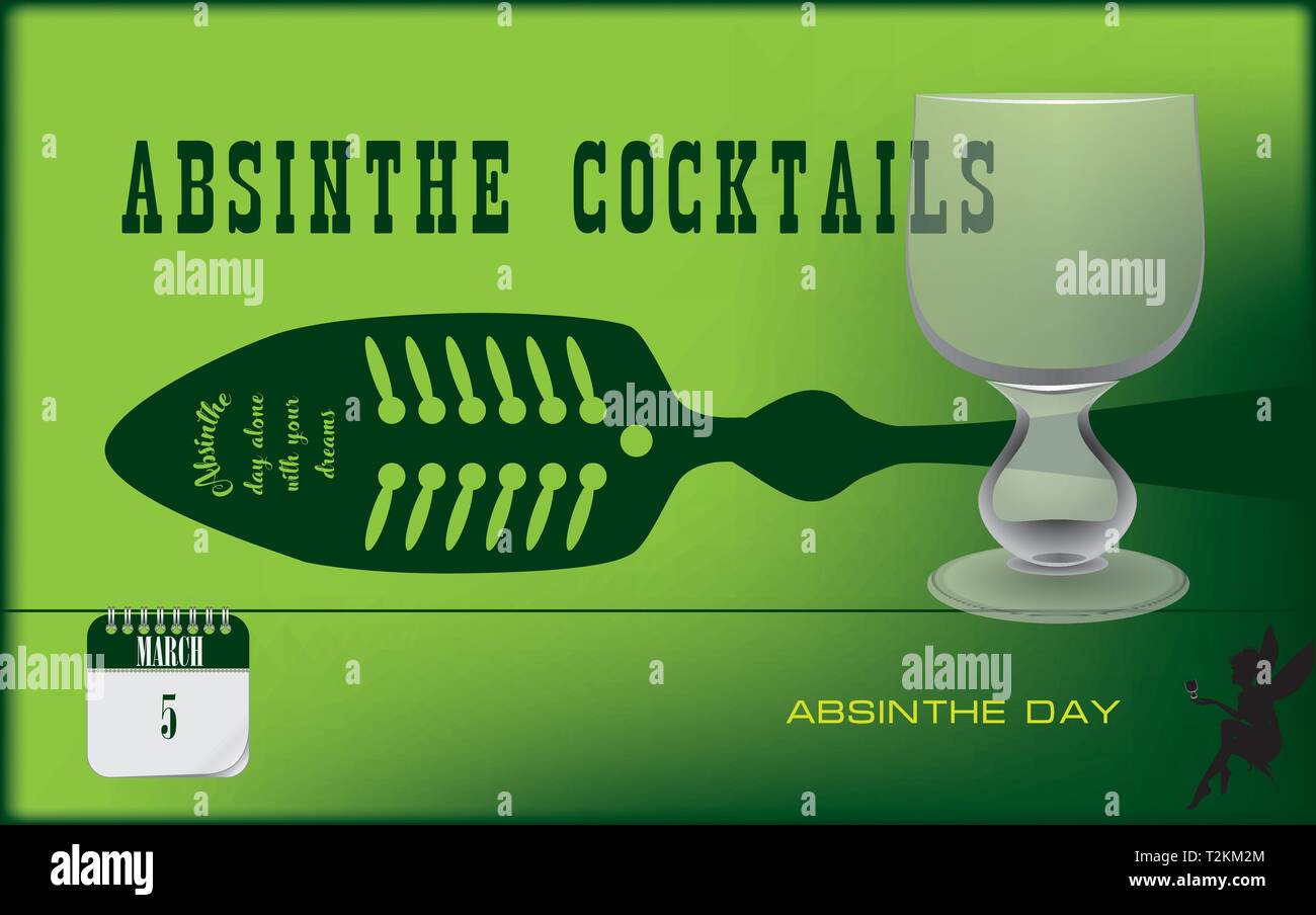 Postcard for holiday - National Absinthe Day. Vector illustration Stock ...
