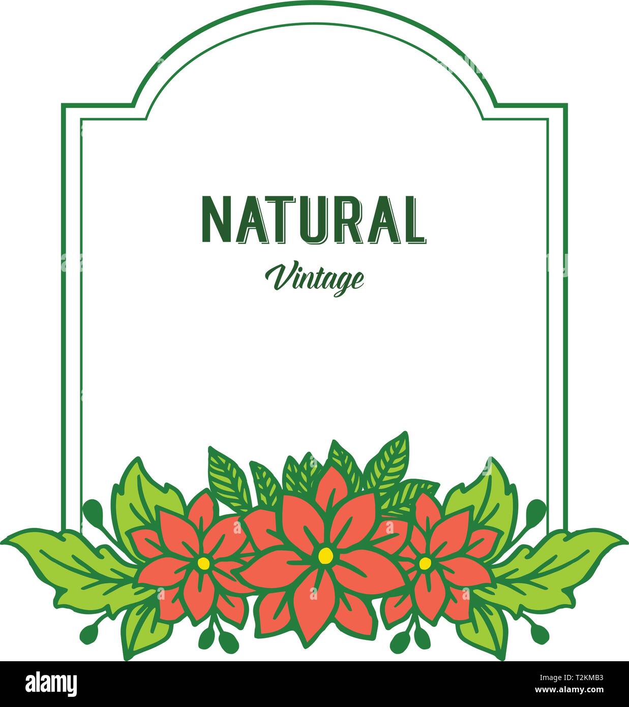 Vector illustration style leaf flower frame for natural vintage cards ...
