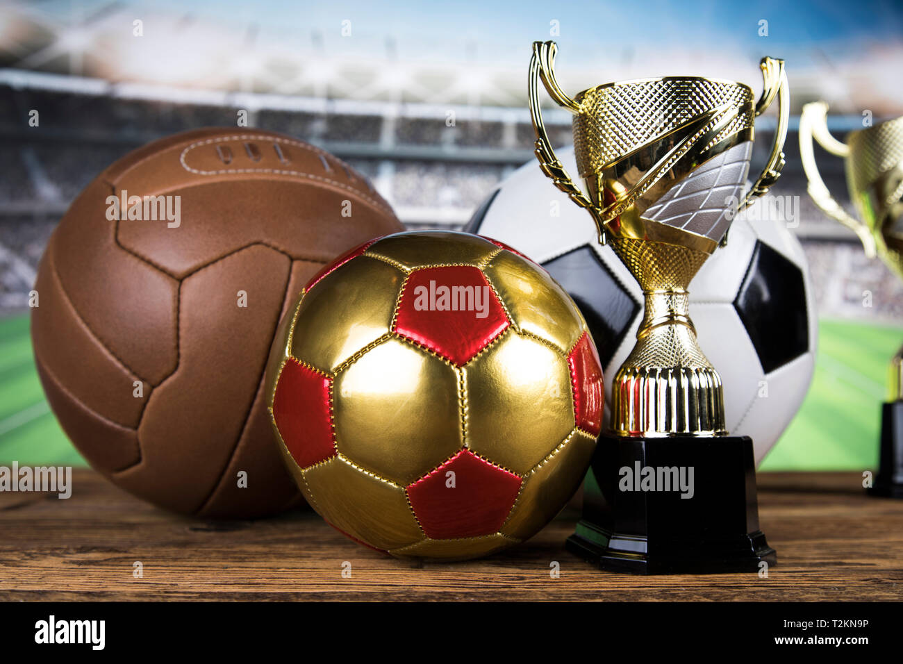 Winner trophy, Sport equipment and balls Stock Photo - Alamy