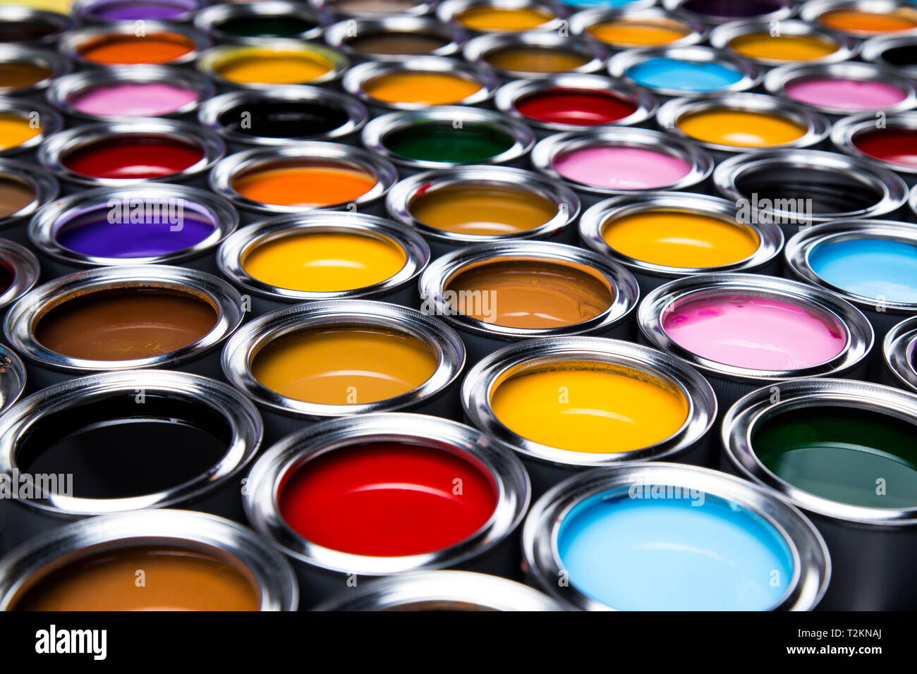 Creativity concept group of tin metal cans with color paint Stock Photo ...