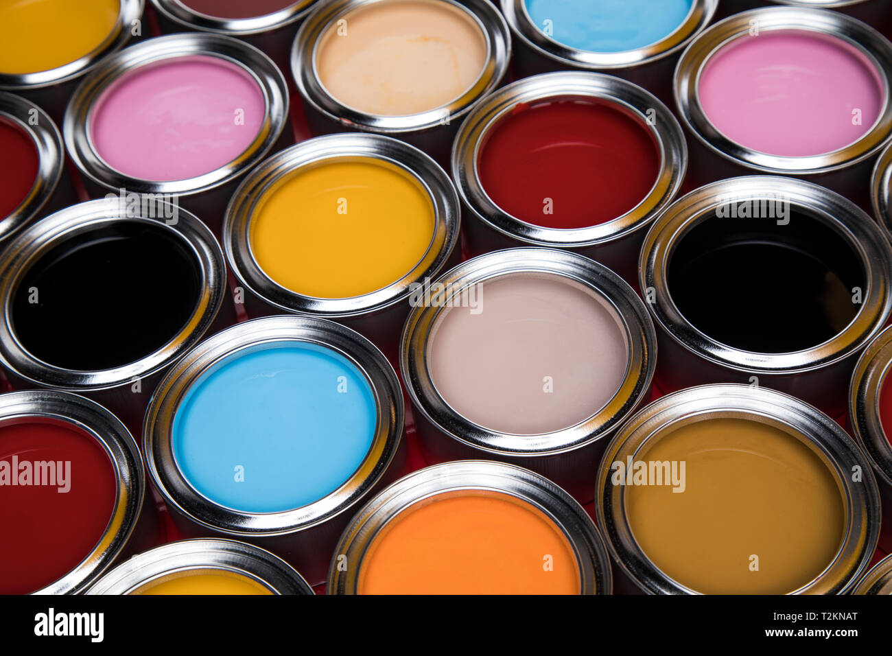 Creativity concept group of tin metal cans with color paint Stock Photo ...
