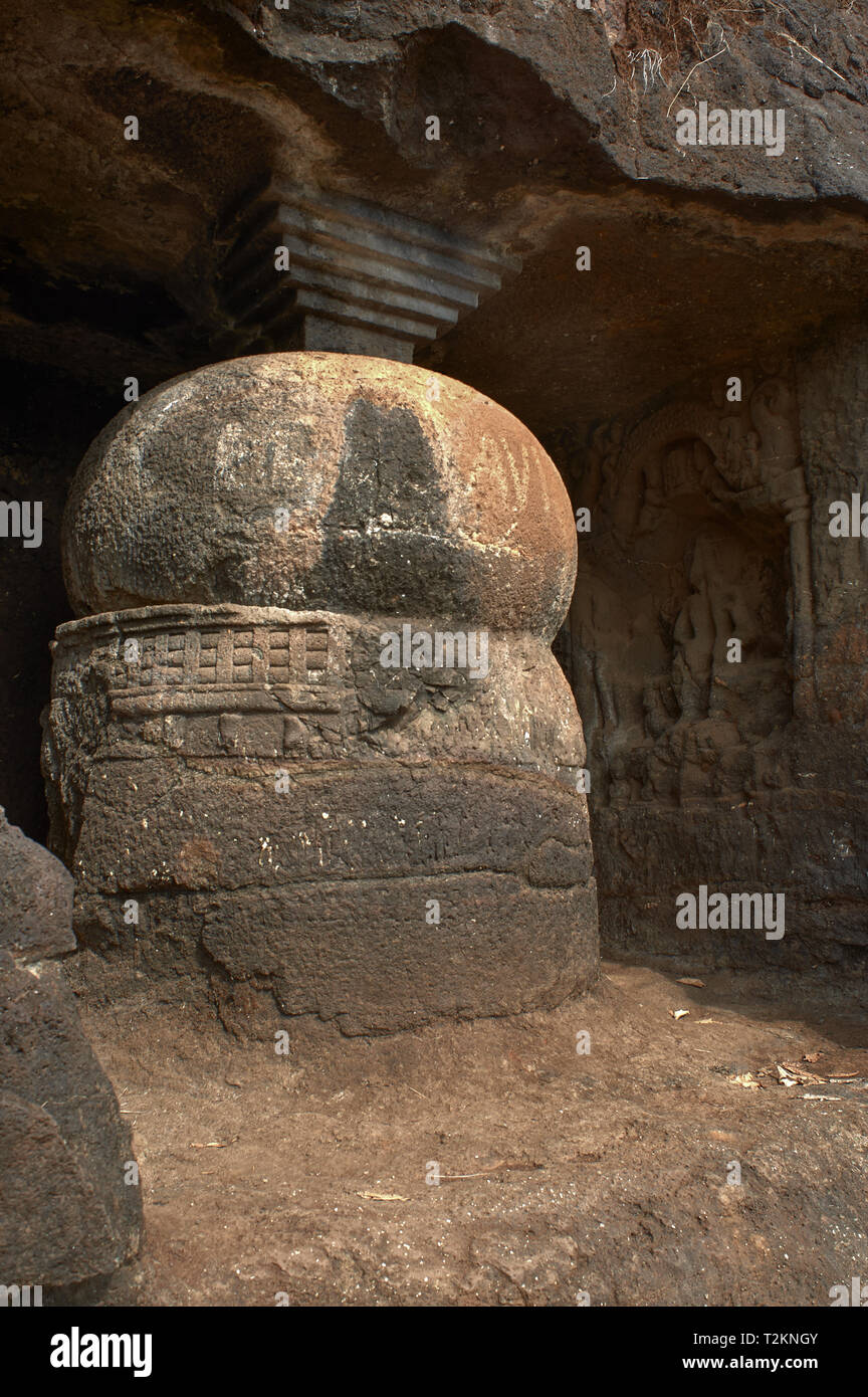 12-06-2009-stupa at Gandharpale Caves, also called Mahad caves has 30 ...