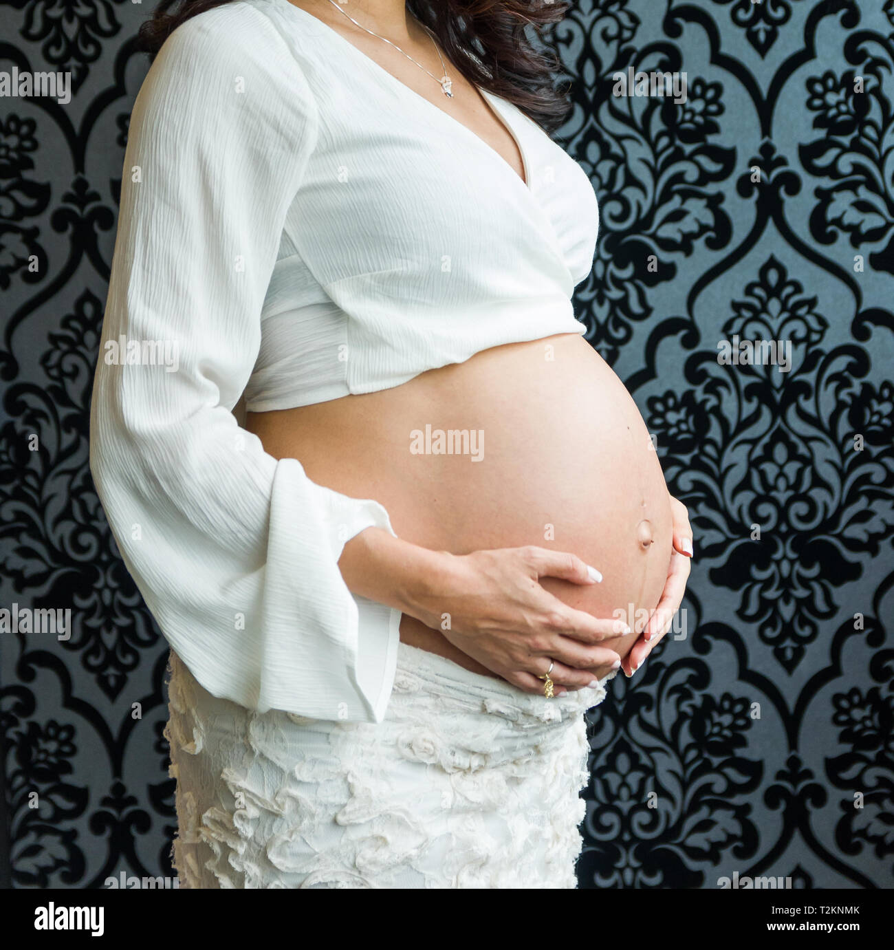 Pregnancy, rest, people and expectation concept - happy pregnant woman ...