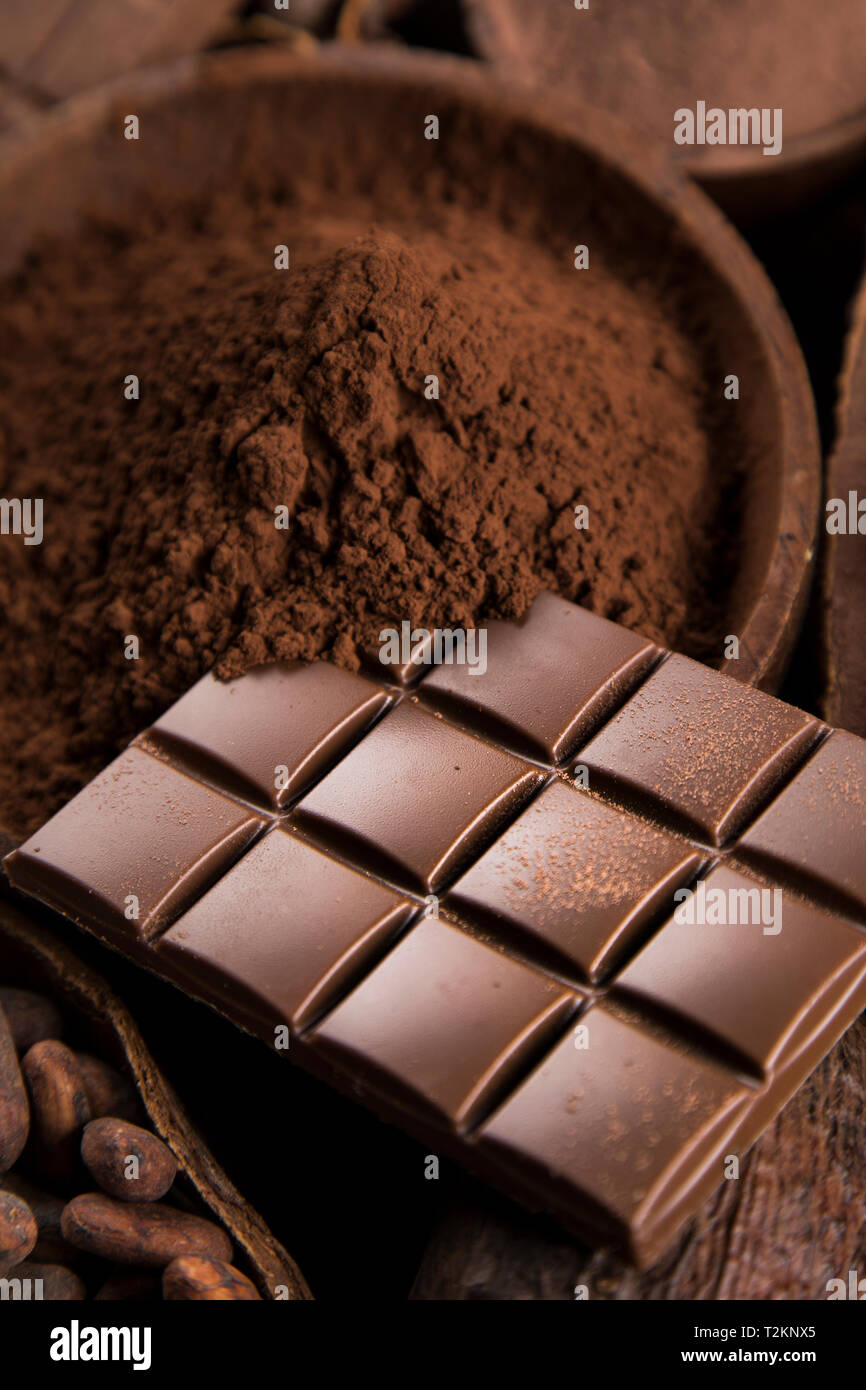 Bars Chocolate , candy sweet, dessert food on natural paper background ...