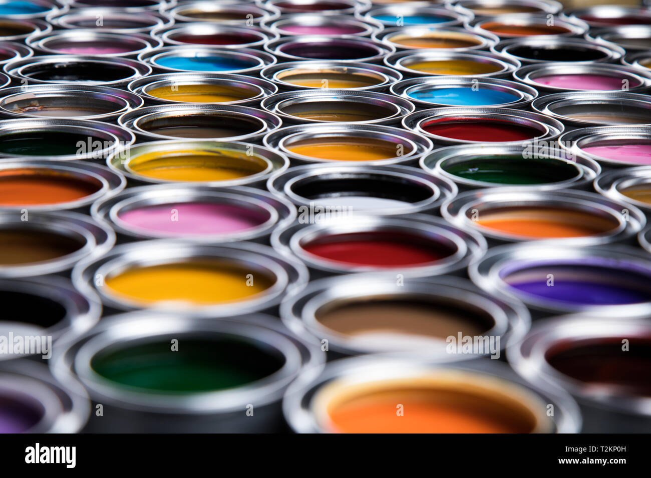 Creativity concept group of tin metal cans with color paint Stock Photo ...