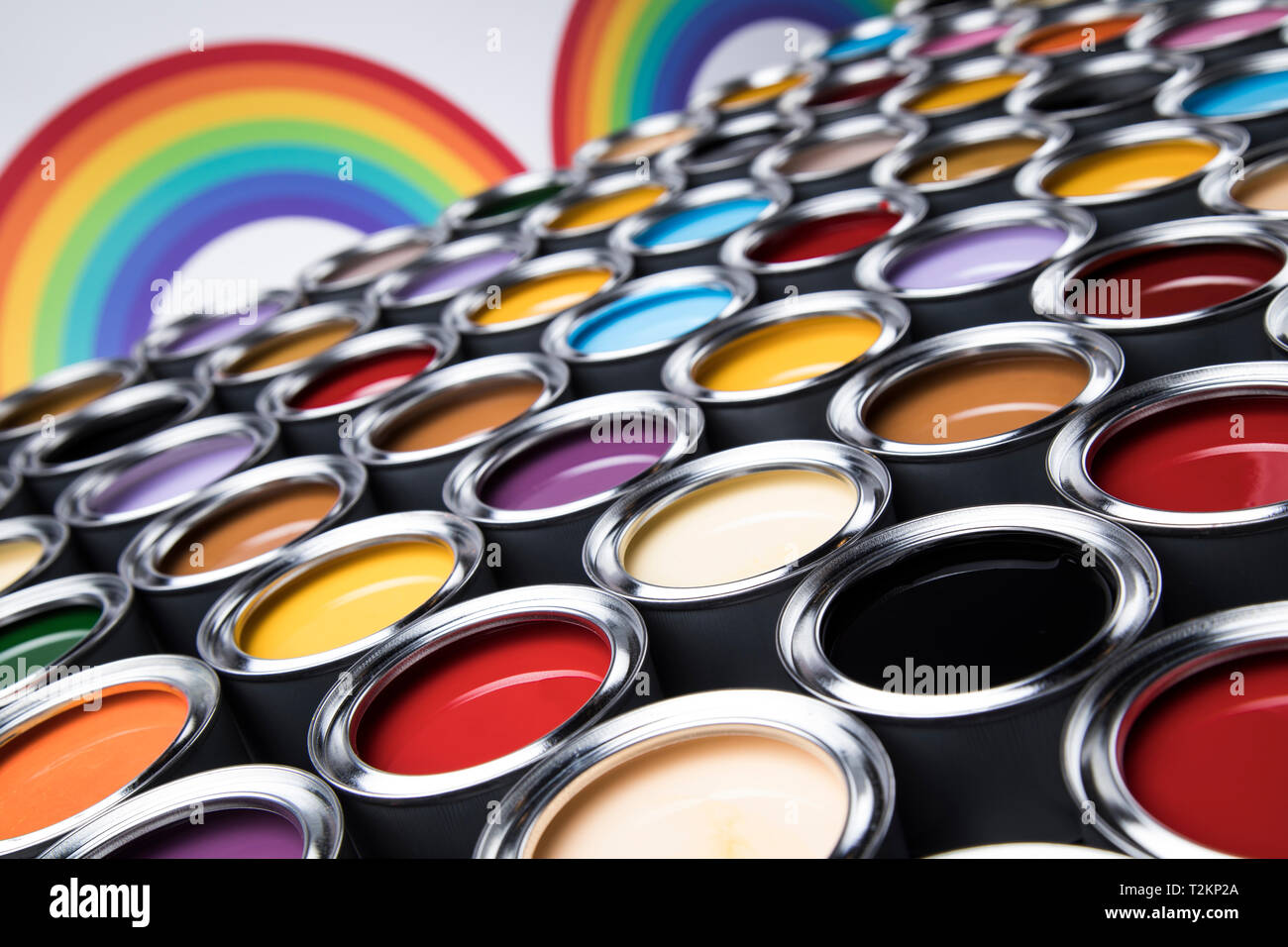 Paint cans color palette and Rainbow colors Stock Photo - Alamy