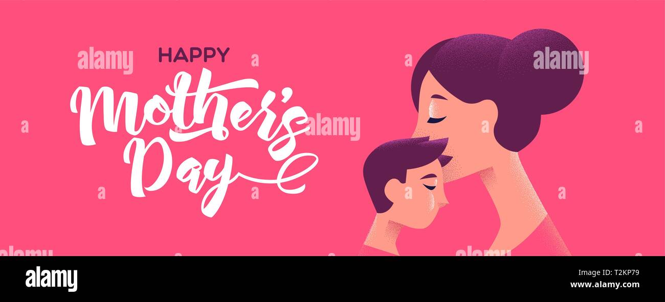 Happy Mothers Day banner illustration for special mother holiday. Mom ...