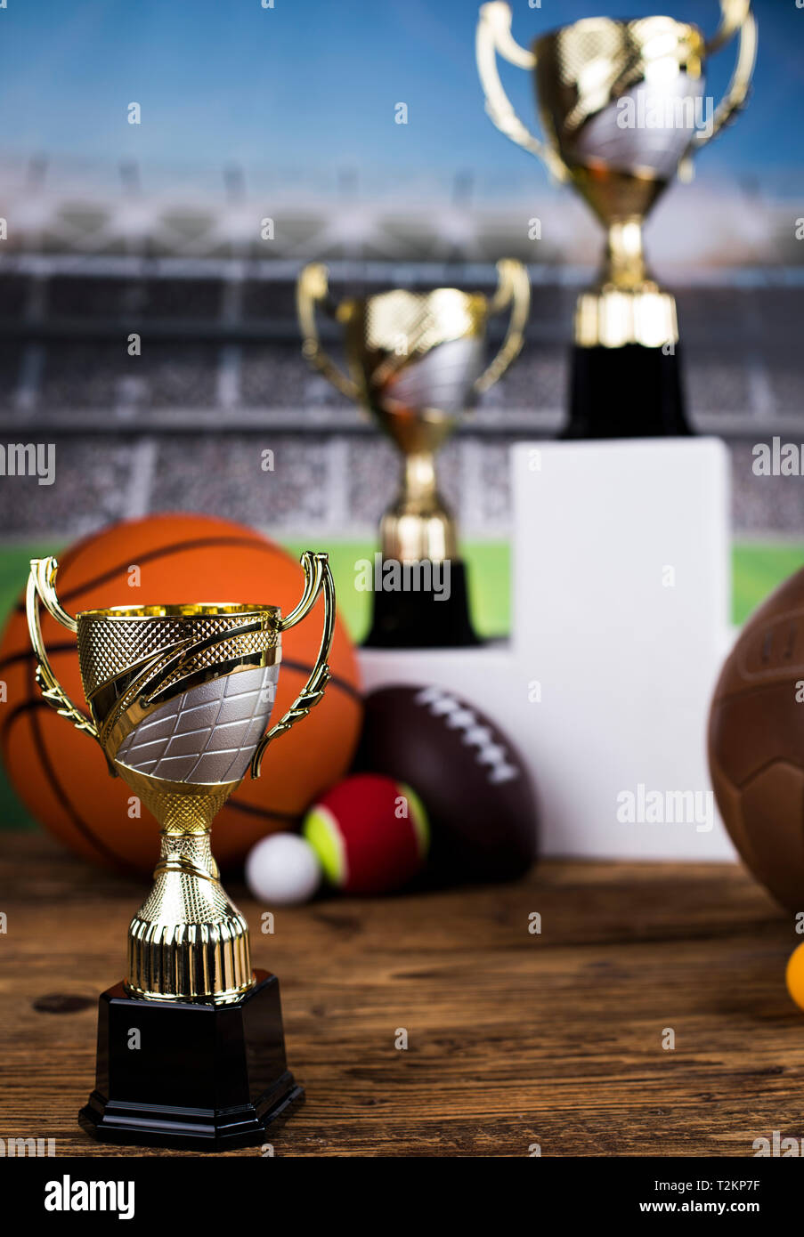 Sport equipment and balls background Stock Photo - Alamy