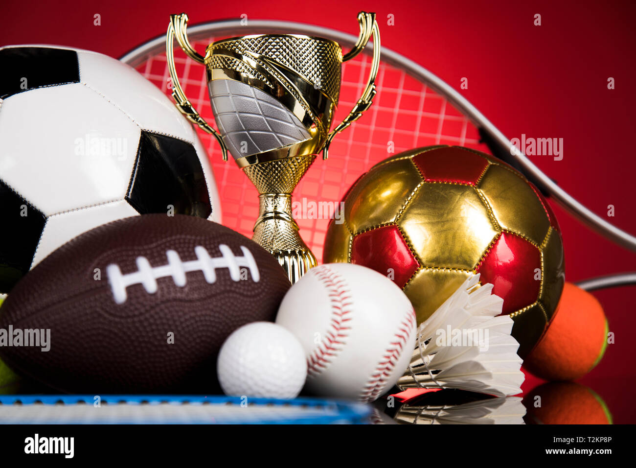 Award winning and championship concept, trophy cup on sport background ...