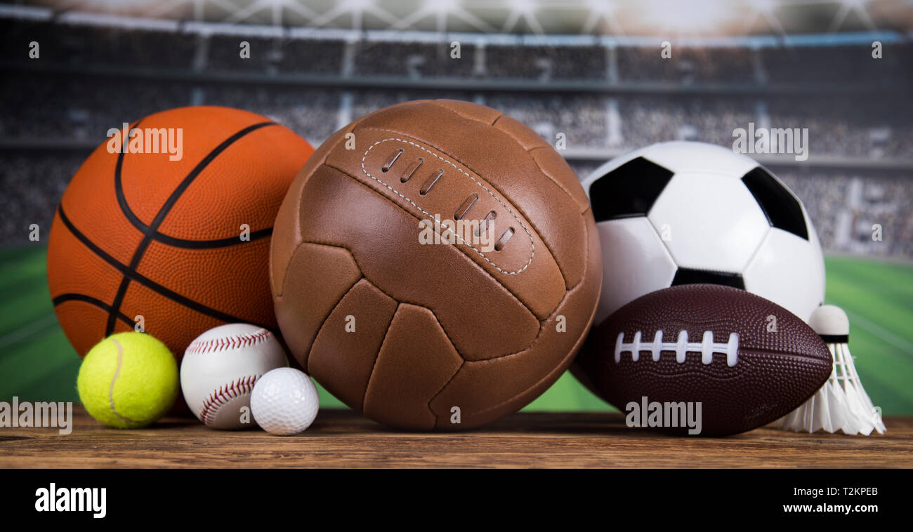 Winner trophy, Sport equipment and balls Stock Photo - Alamy