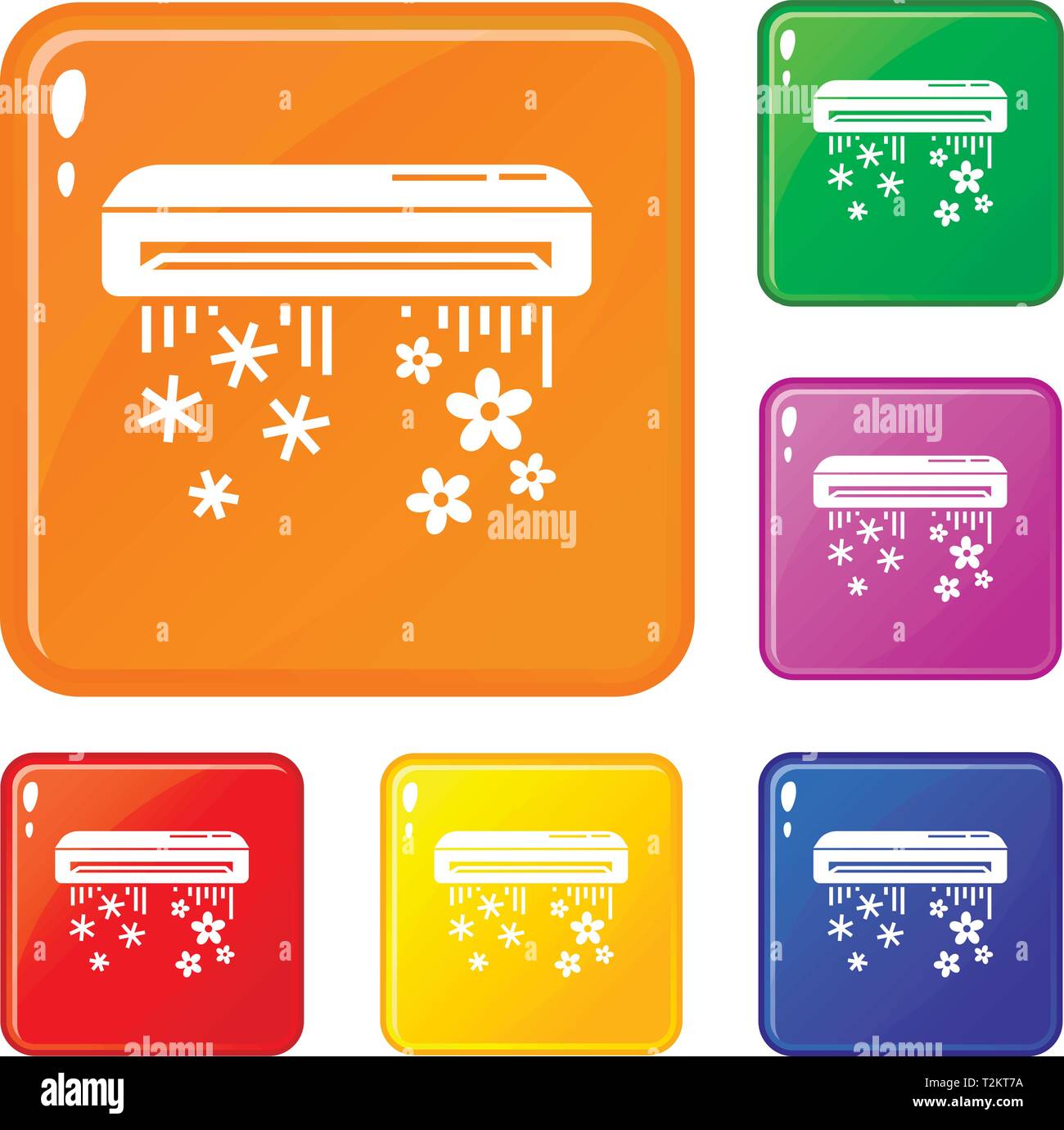 Air conditioner icons set collection vector 6 color isolated on white ...