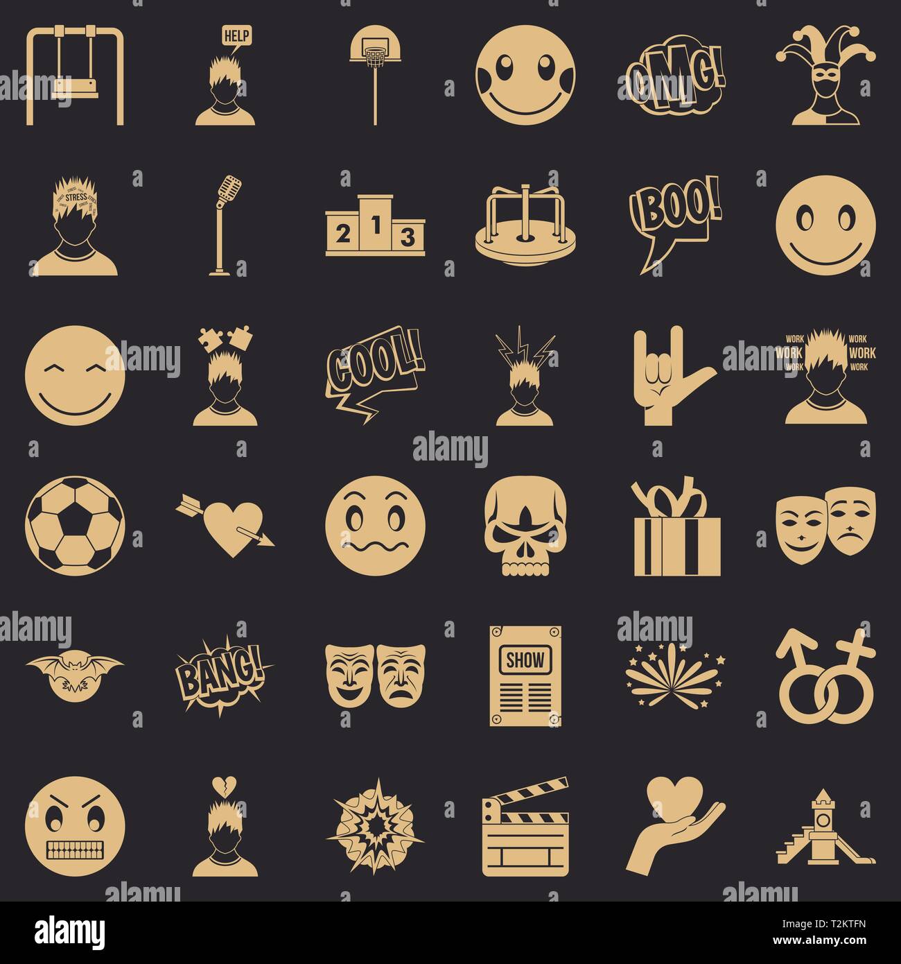 Emotion icons set. Simple style of 36 emotion vector icons for web for ...