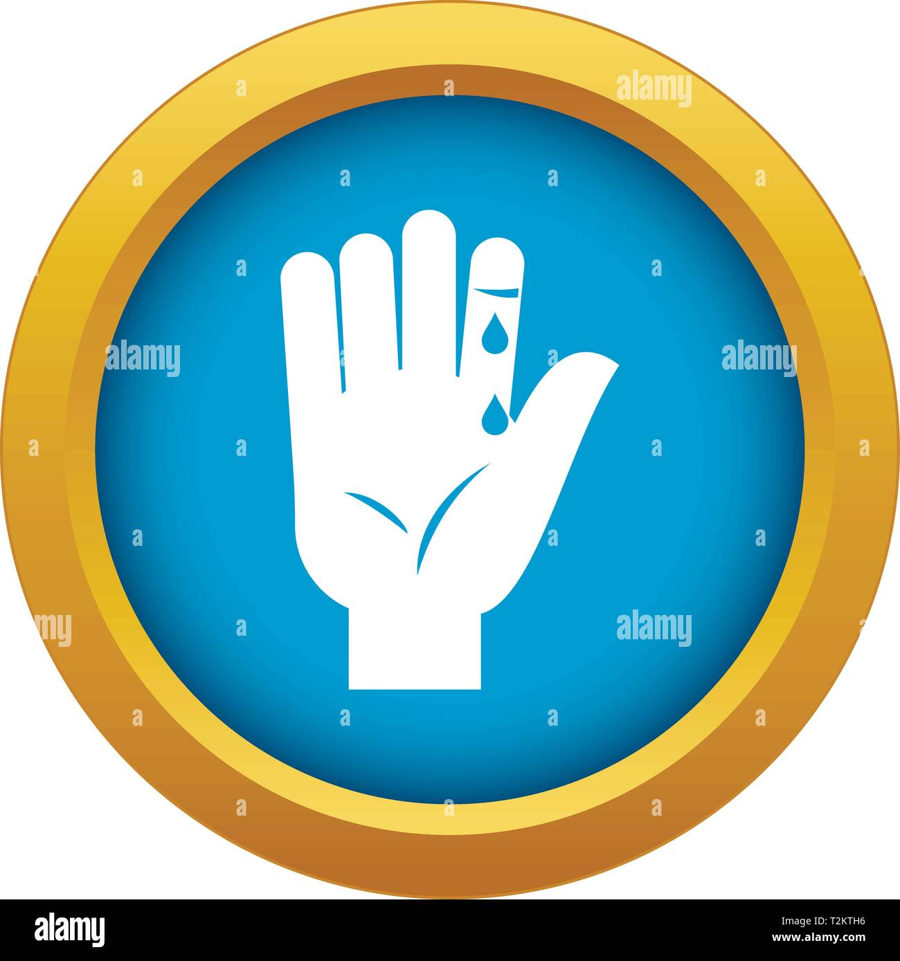 Finger with blood dripping icon blue vector isolated on white ...