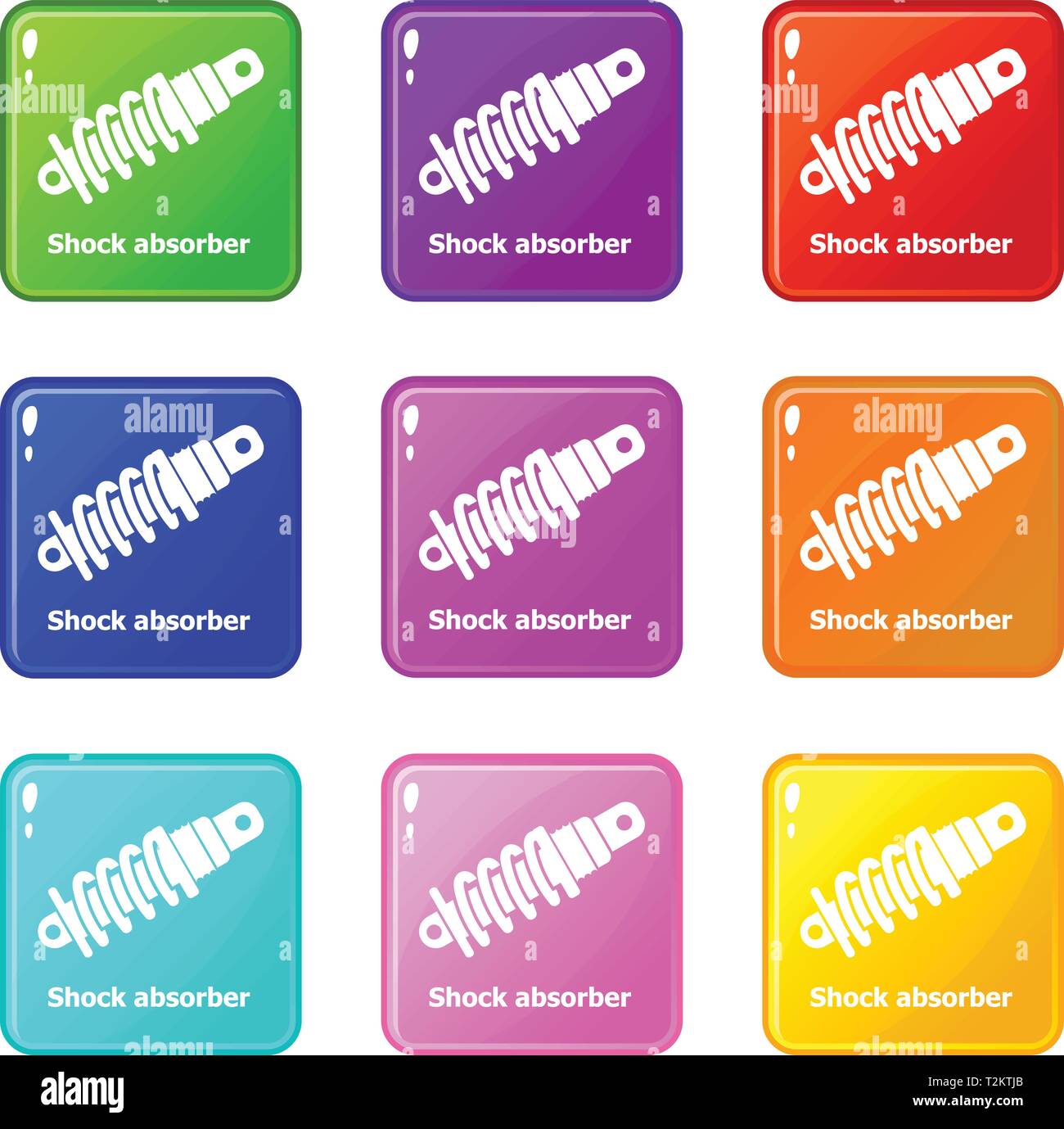 Shock absorber icons set 9 color collection isolated on white for any ...