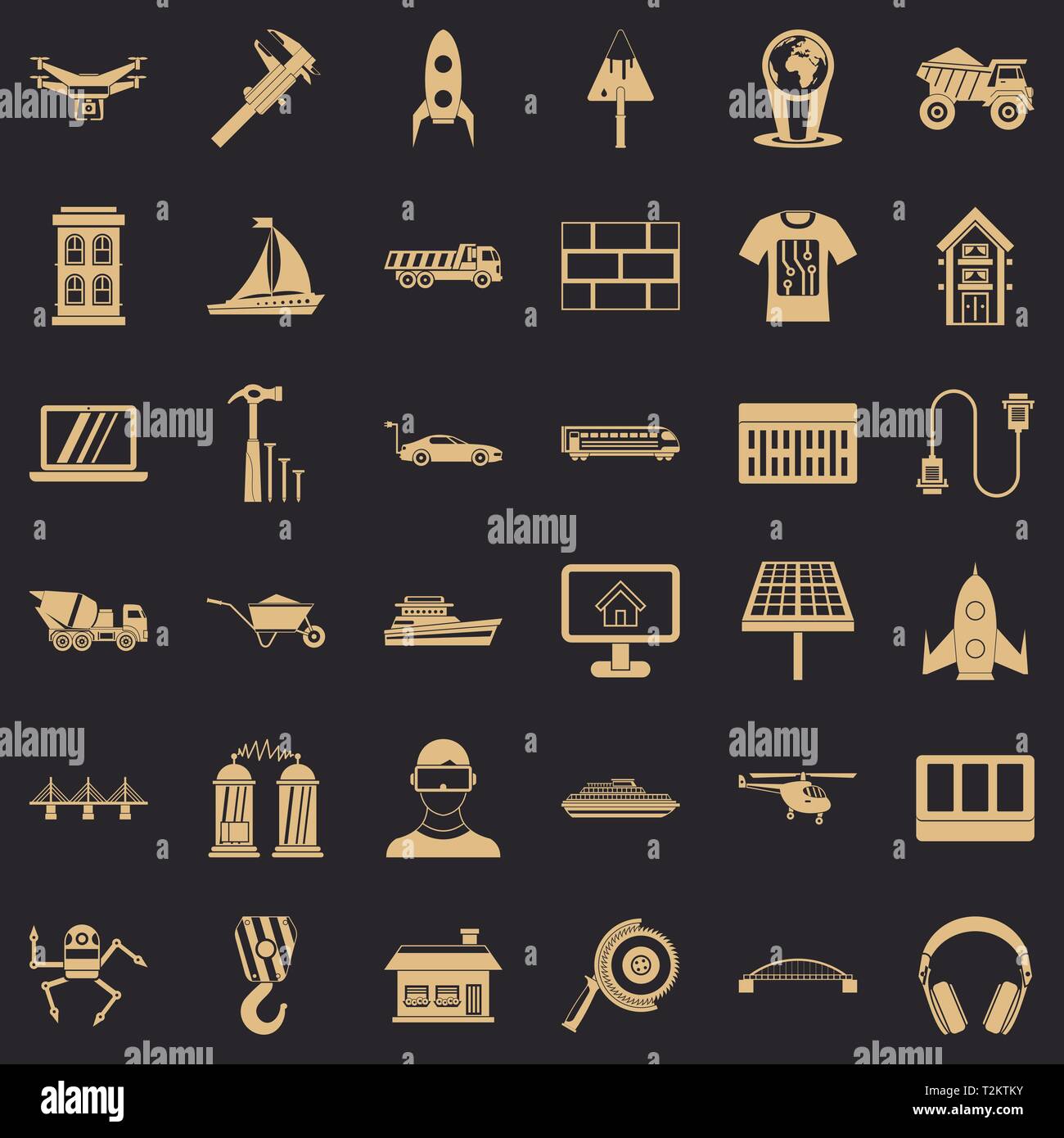 Engineering icons set. Simple style of 36 engineering vector icons for ...