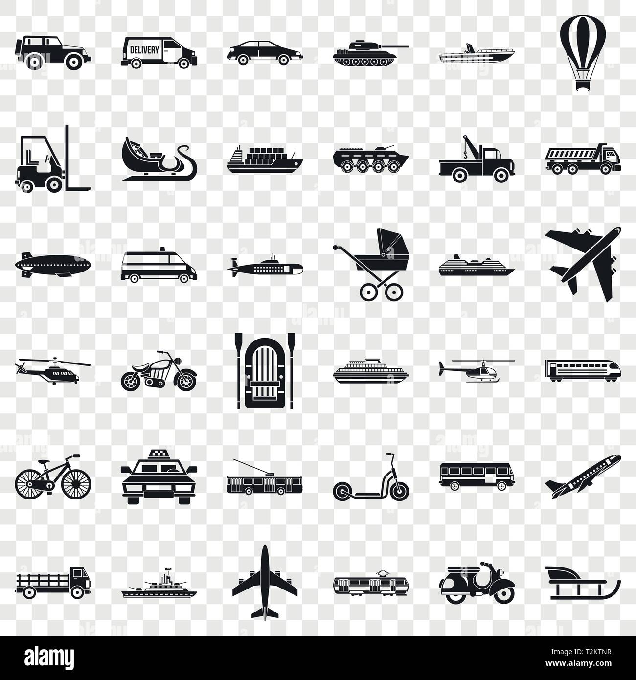 Transport with driver icons set. Simple style of 36 transport with ...