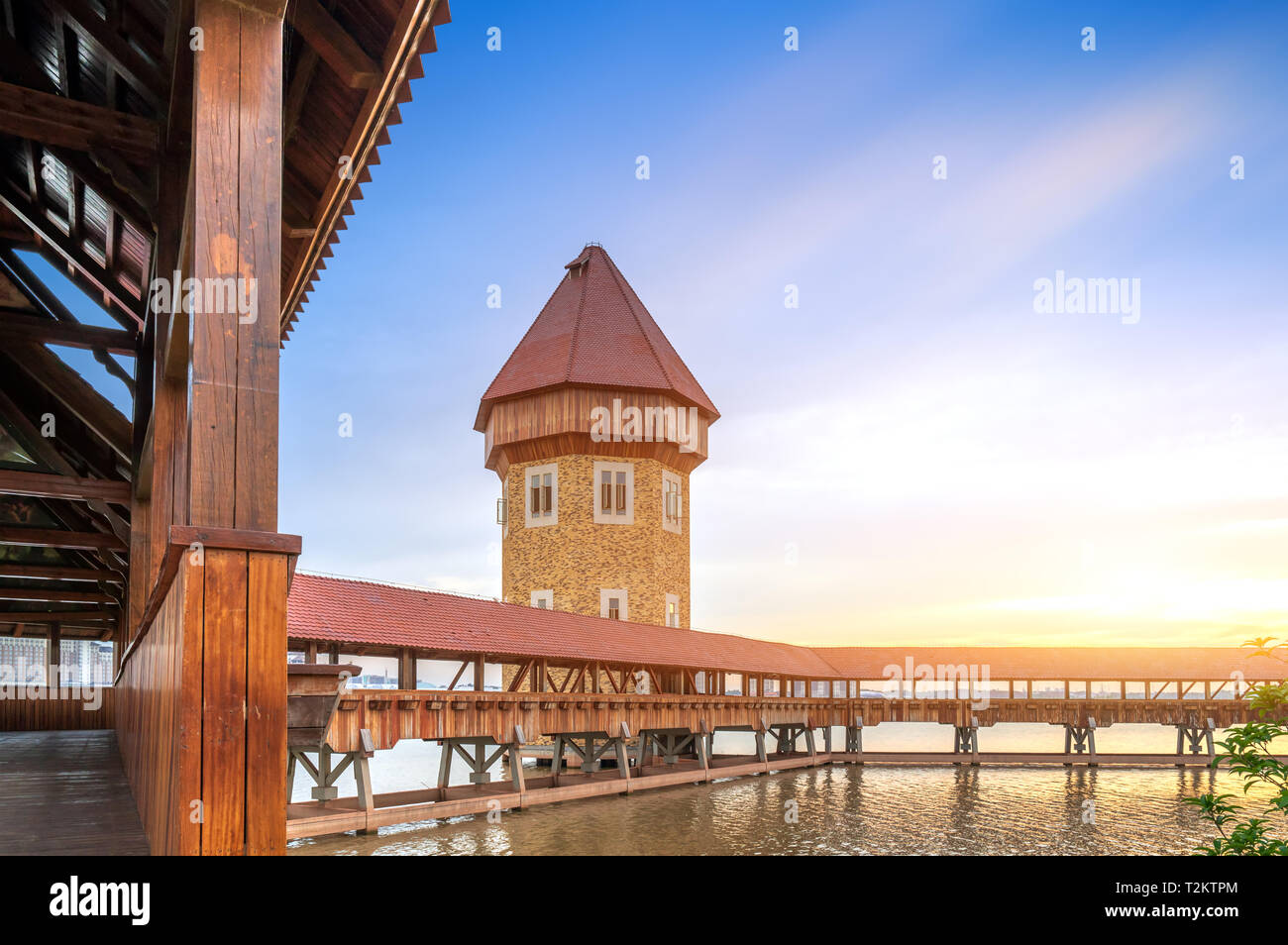 Nordic style covered bridge Stock Photo - Alamy