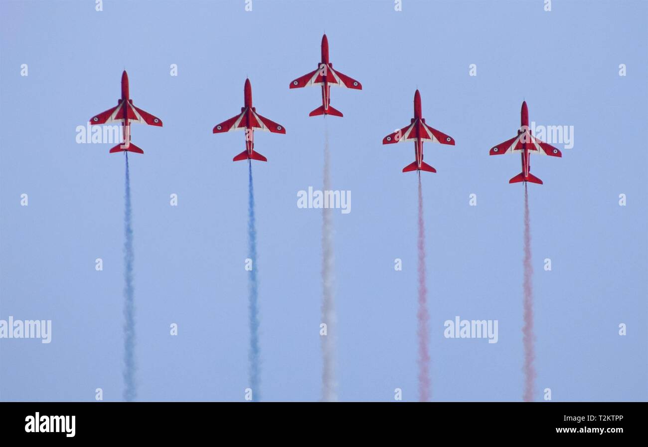 Red Arrows aerobatic display 170817 Stock Photo - Alamy