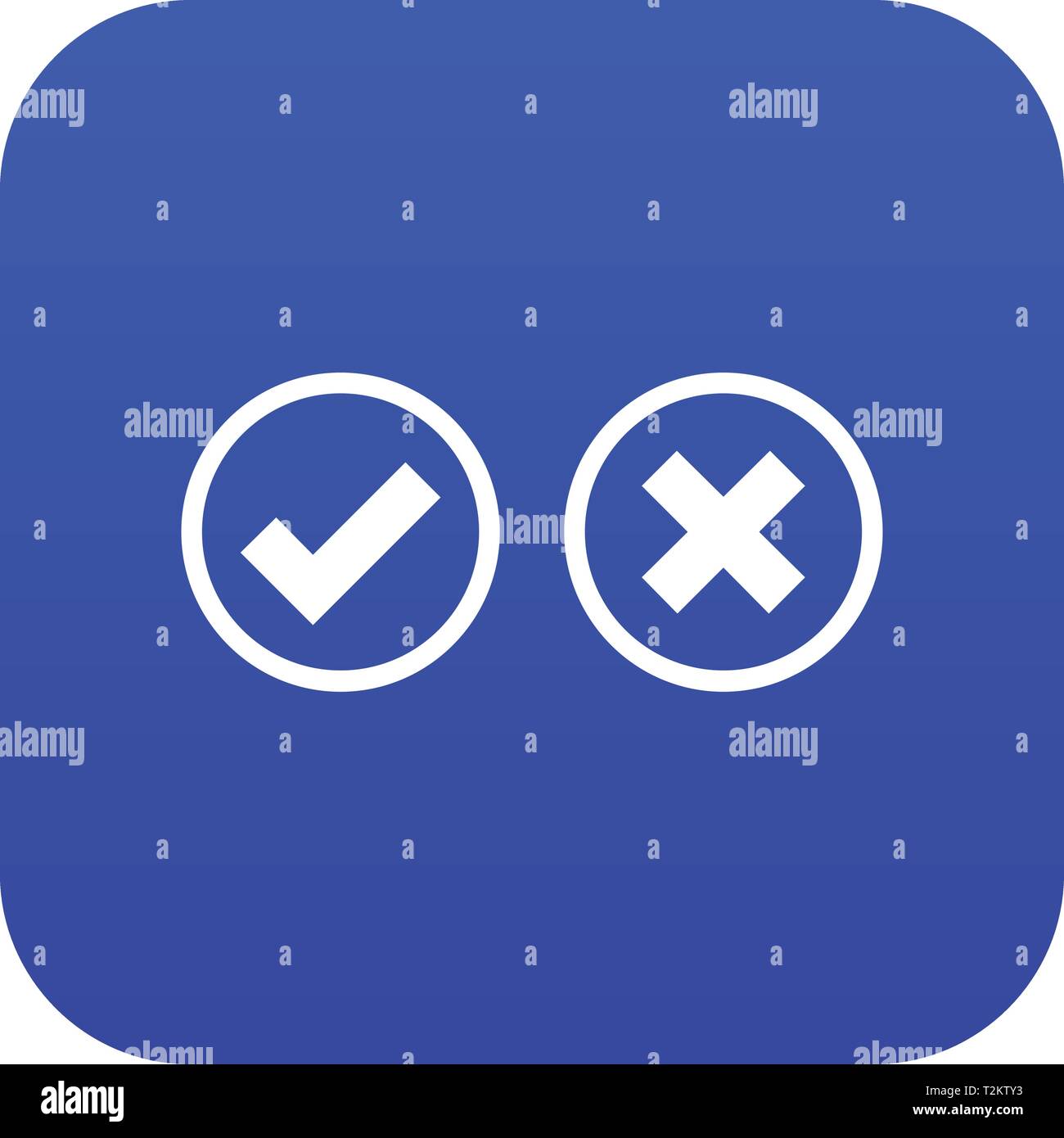 Tick and cross selection icon digital blue for any design isolated on ...