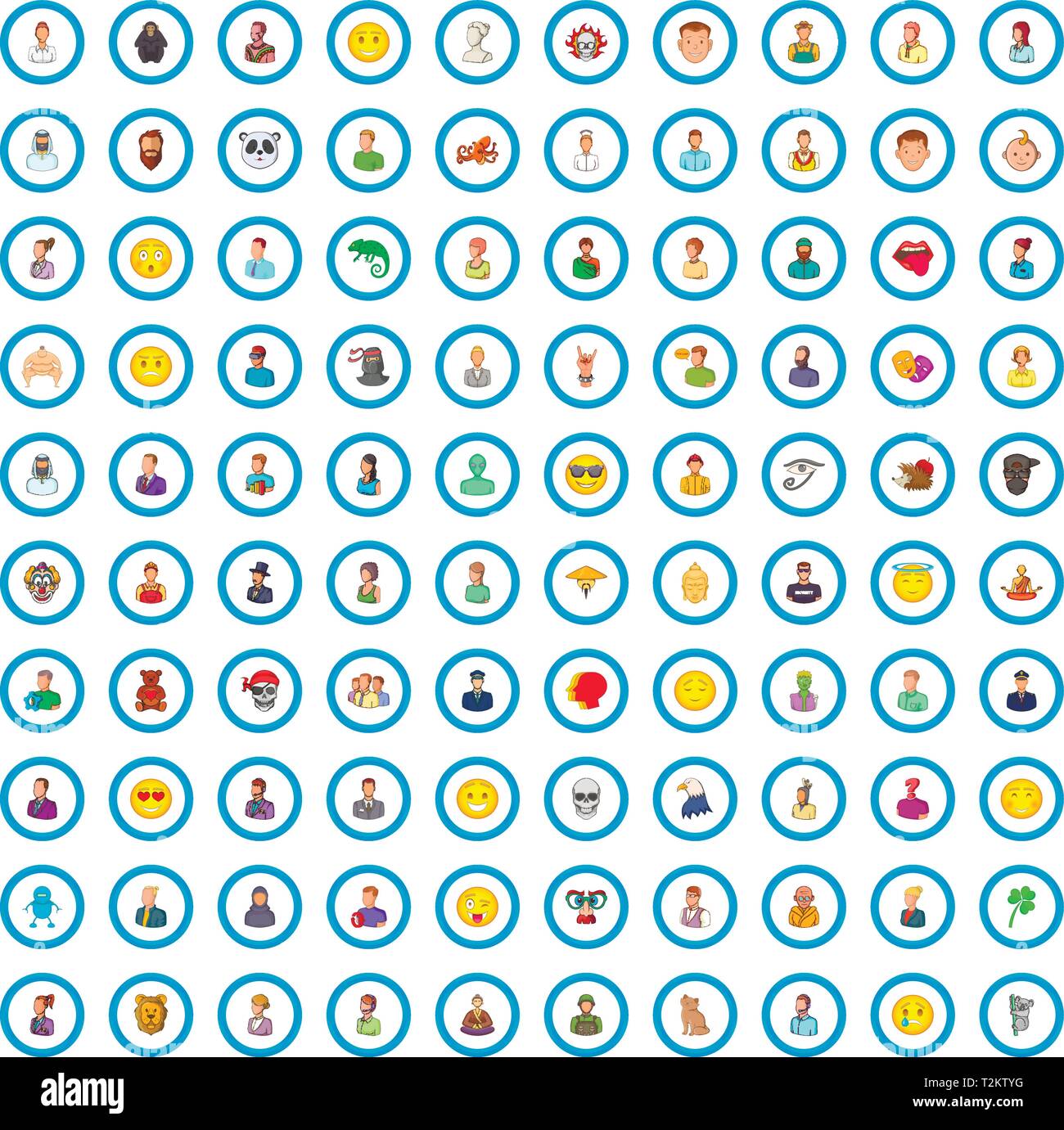 100 people avatar icons set in cartoon style for any design vector ...