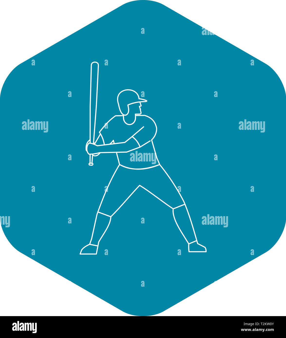 Baseball player icon. Outline illustration of baseball player vector ...