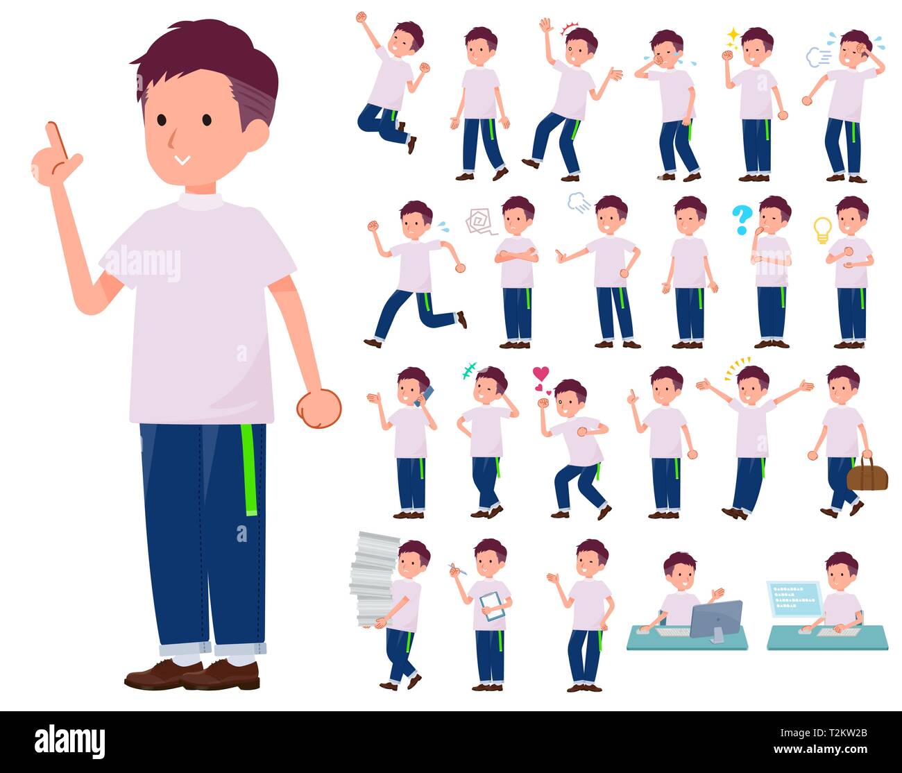 A set of young man with who express various emotions.There are actions ...