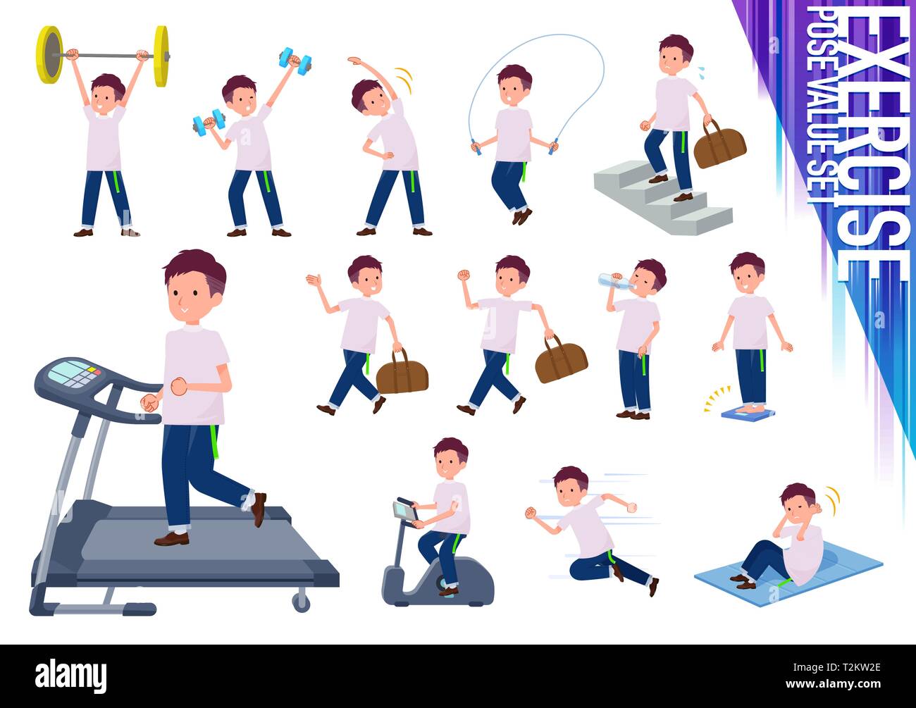 A set of young man on exercise and sports.There are various actions to ...