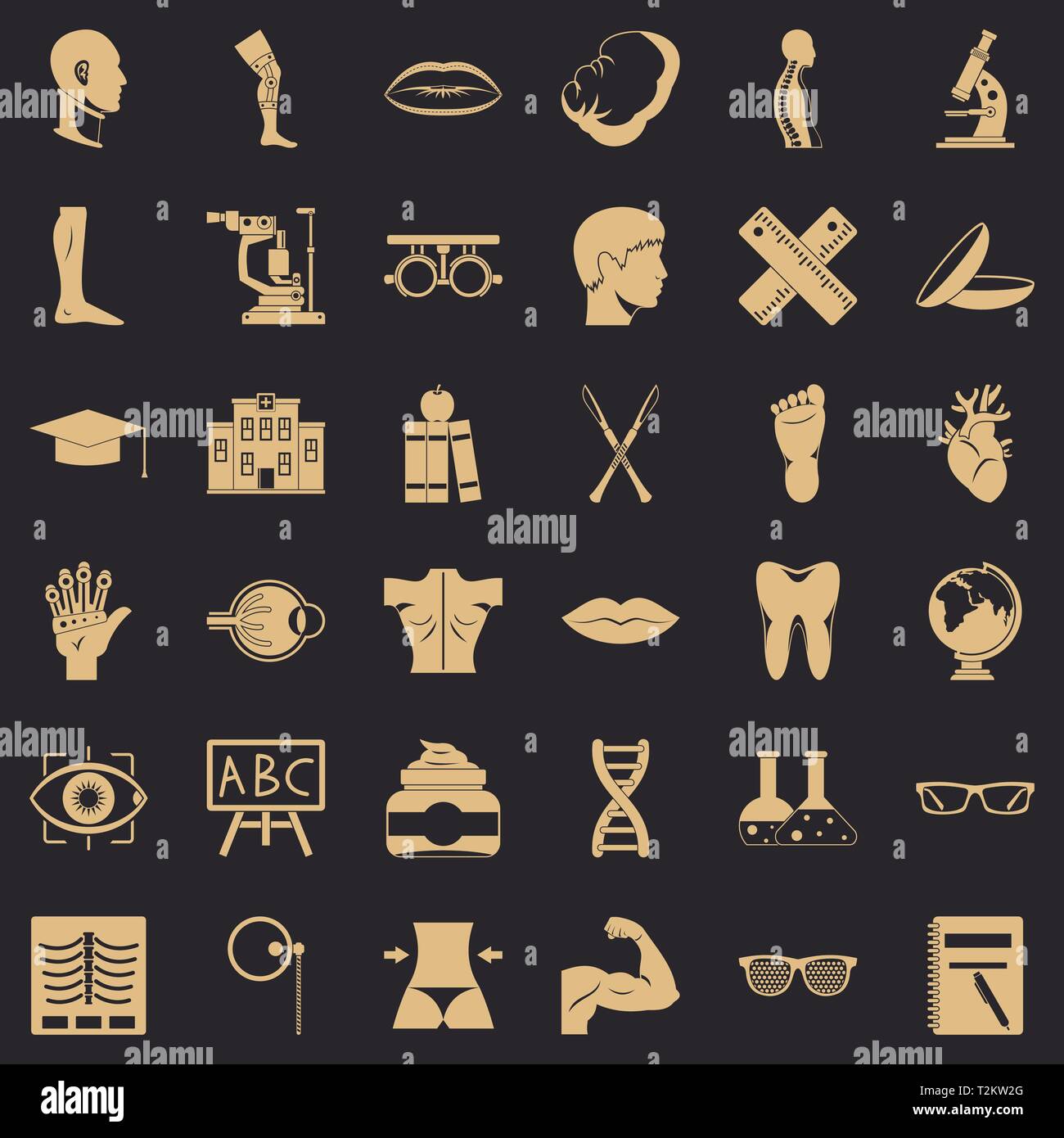 Human anatomy icons set. Simple style of 36 human anatomy vector icons ...