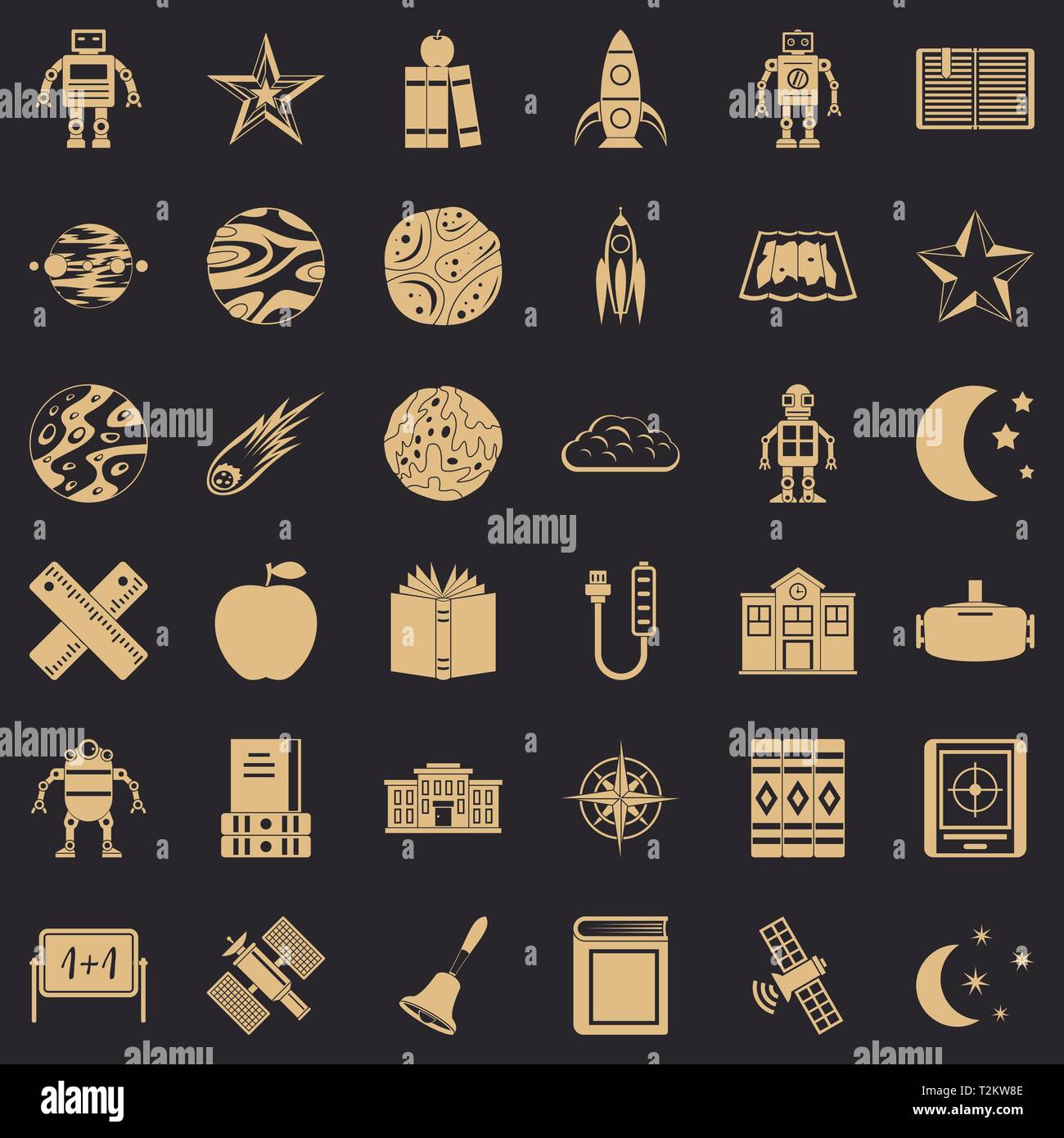 Astronomy science icons set. Simple style of 36 astronomy vector icons ...